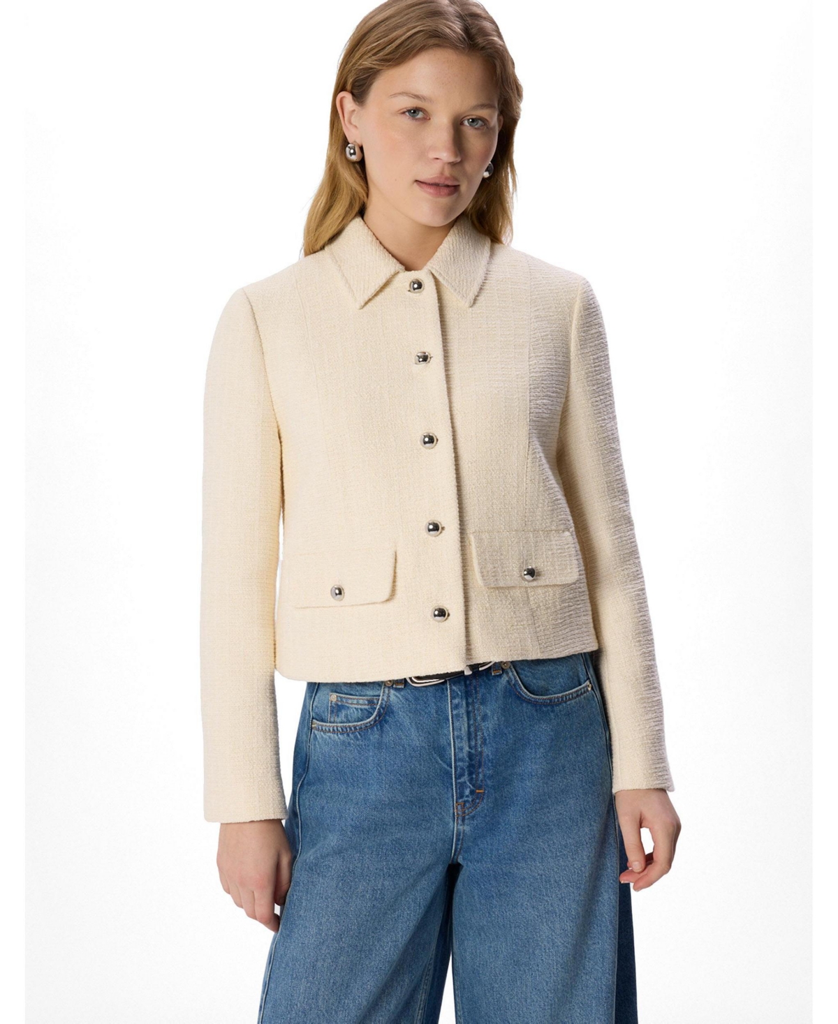 Click here for Whistles Womens Cropped Boucle Jacket - Ivory prices
