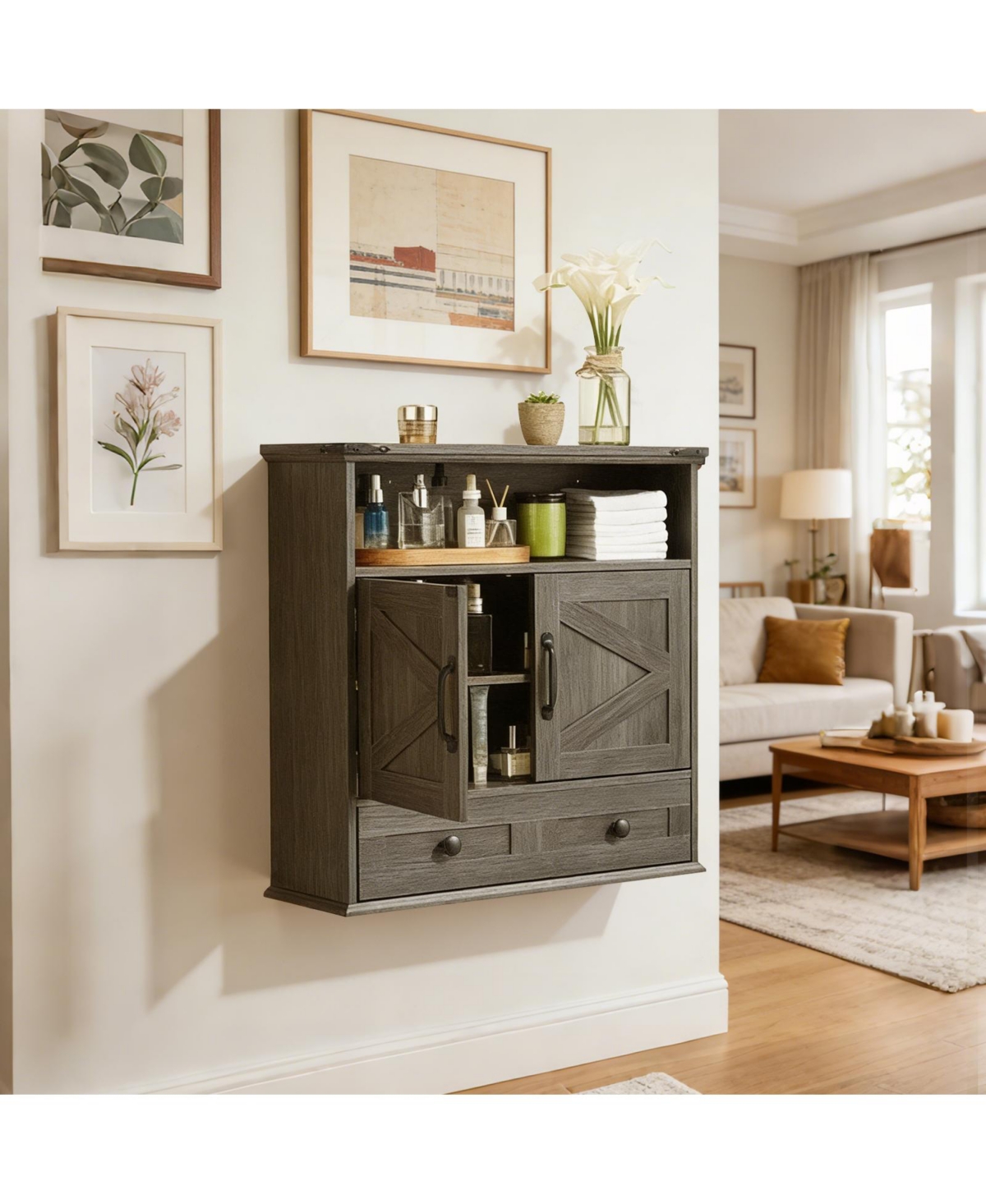 Click here for gaomon Bathroom Wall Cabinet  Double Barn Door Ove... prices