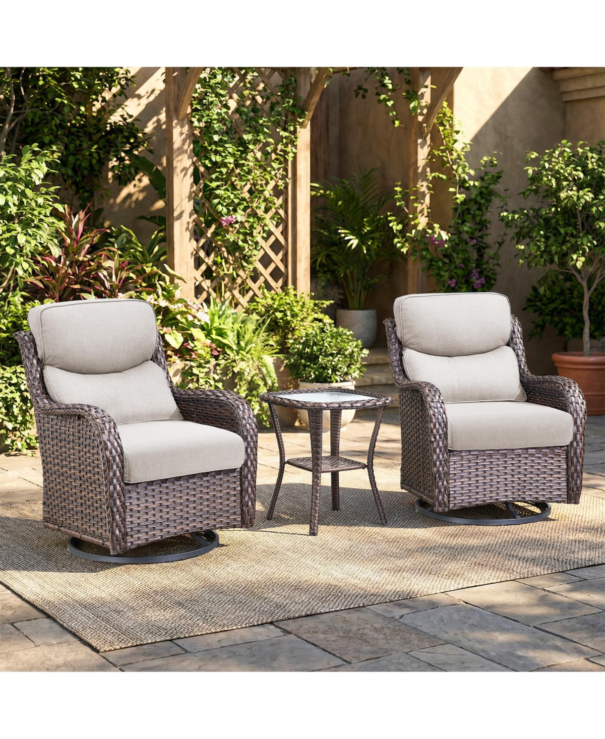 Click here for Pocassy Outdoor Swivel Glider Rocker Chairs with 5... prices