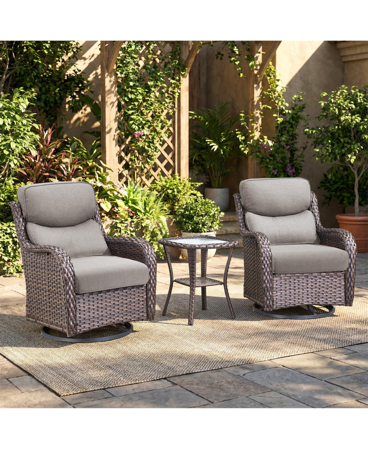 Click here for Pocassy Outdoor Swivel Glider Rocker Chairs with 5... prices