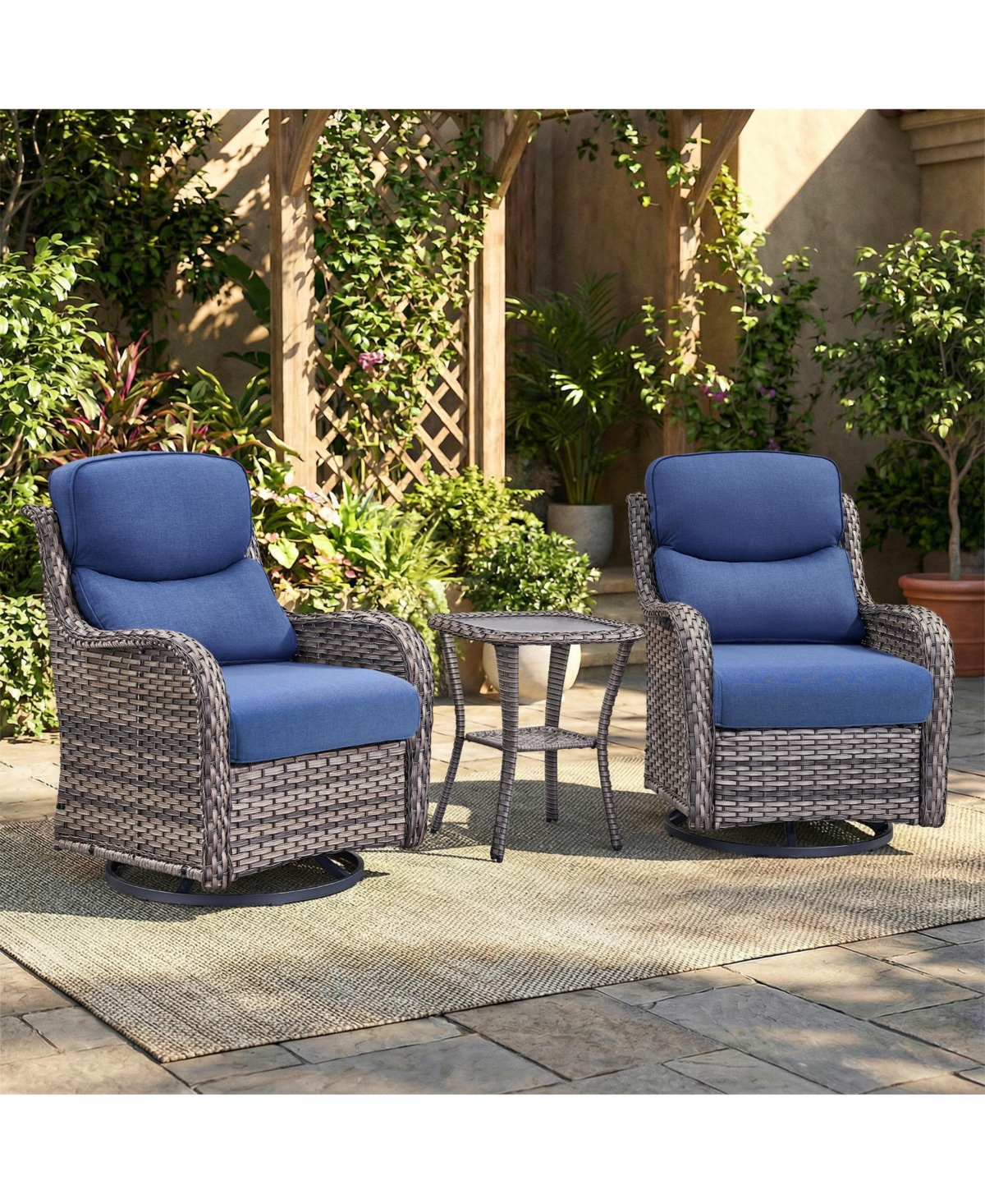 Click here for Pocassy Outdoor Swivel Glider Rocker Chairs with 5... prices