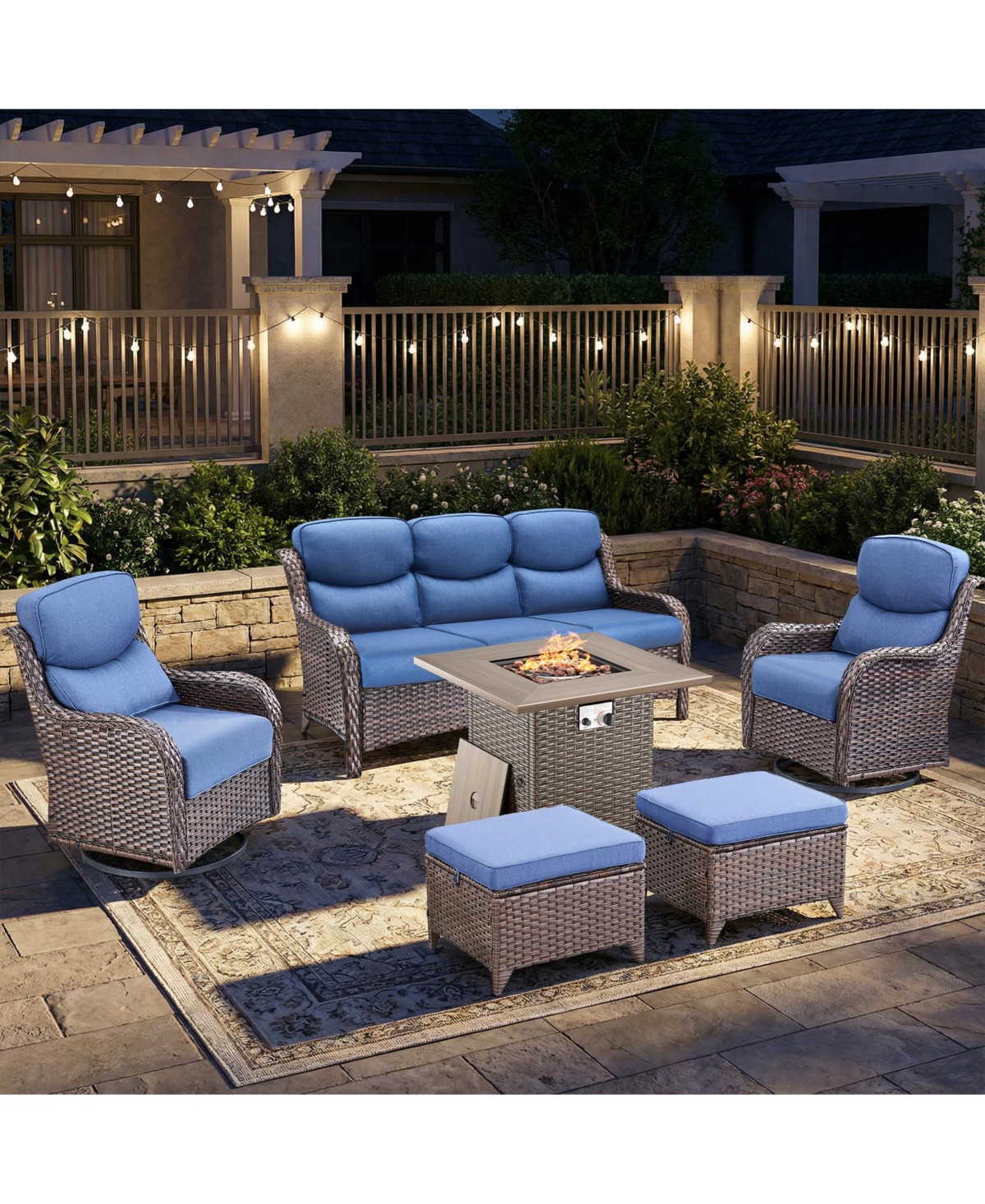 Click here for Pocassy Patio Furniture Set with Fire Pit Table-6... prices