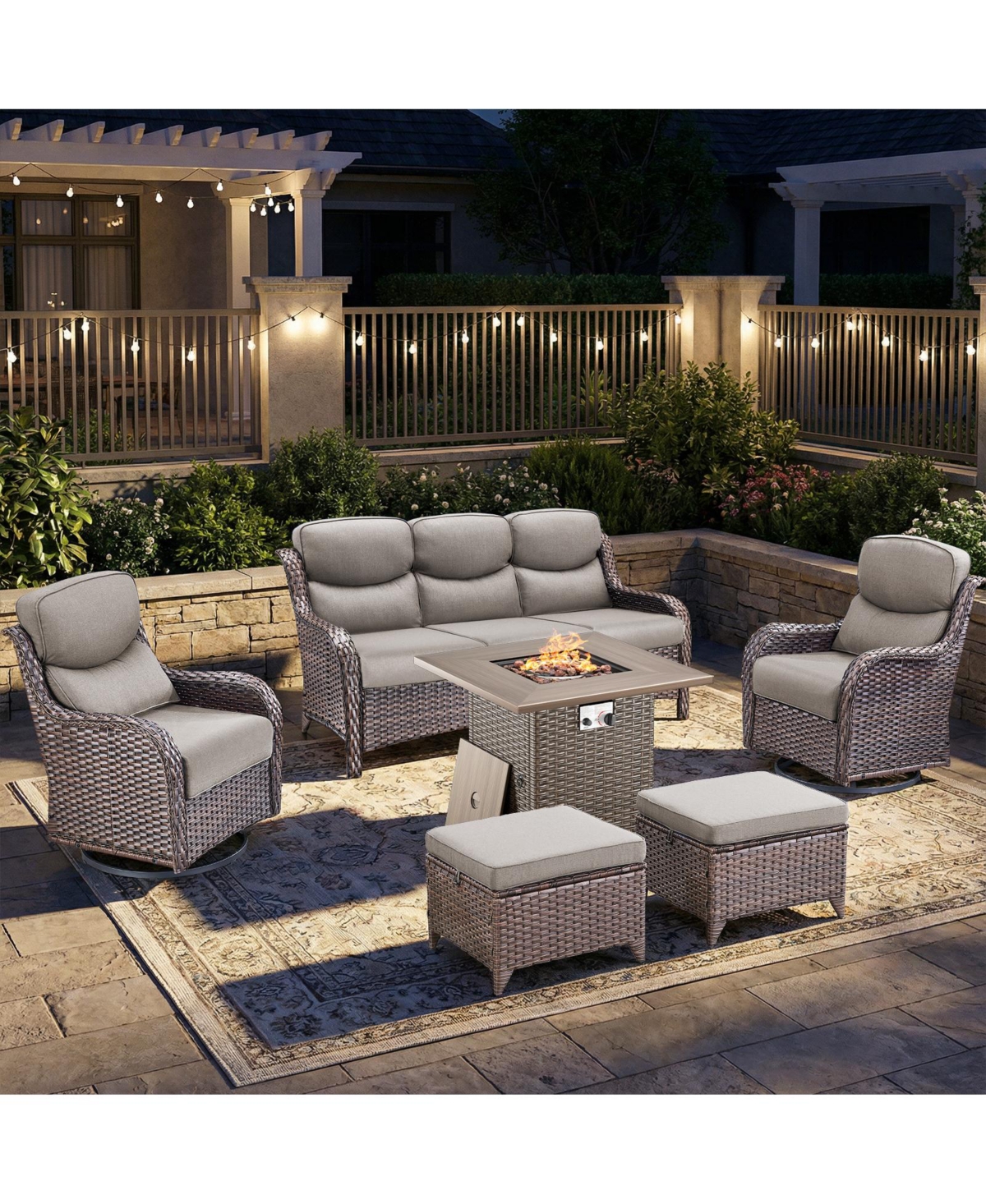 Click here for Pocassy Patio Furniture Set with Fire Pit Table-6... prices