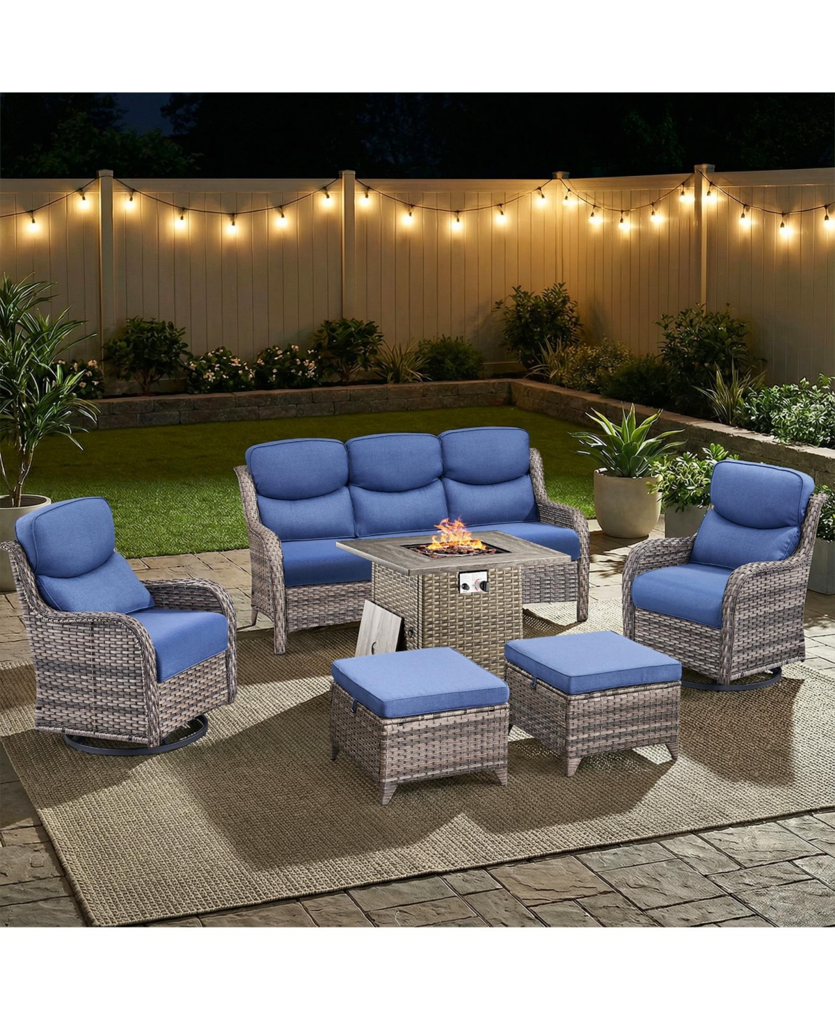 Click here for Pocassy Patio Furniture Set with Fire Pit Table-6... prices