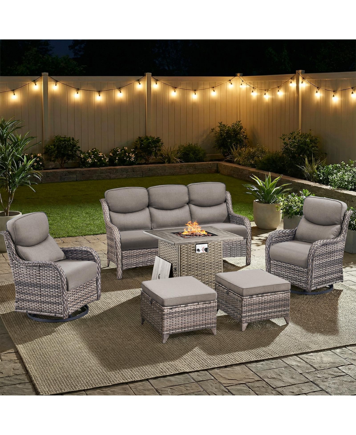 Click here for Pocassy Patio Furniture Set with Fire Pit Table-6... prices