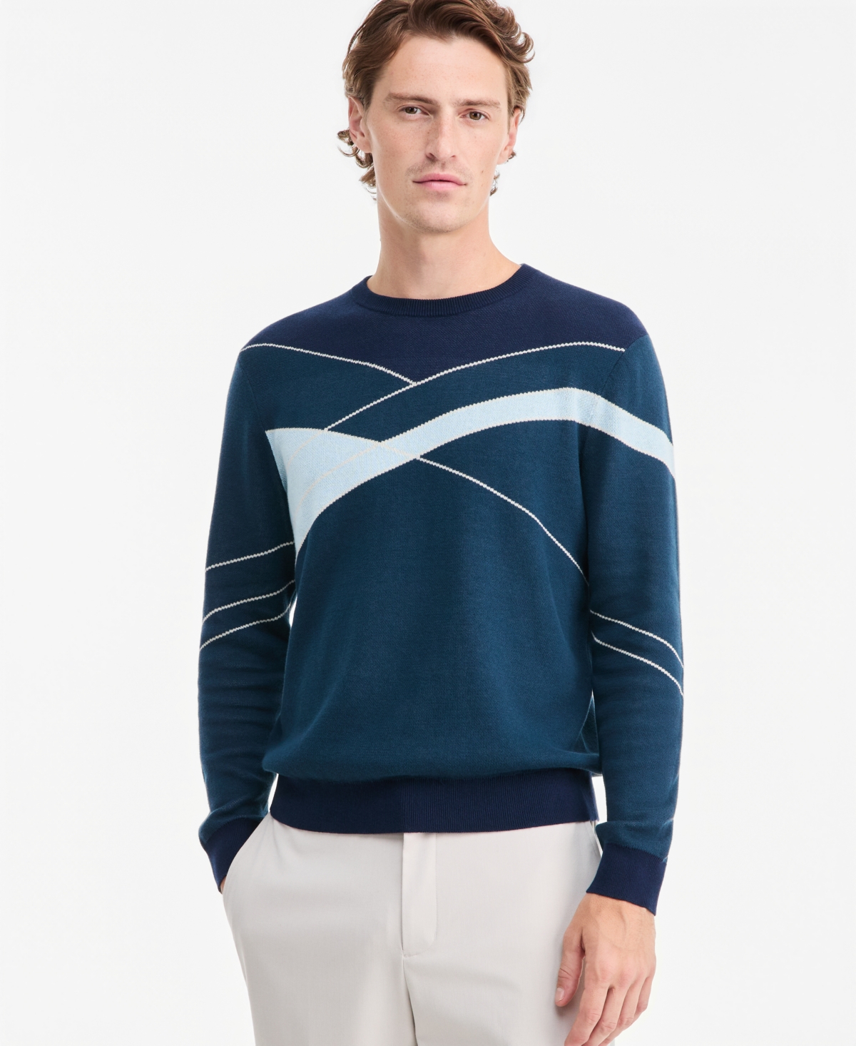 Click here for Alfani Mens Cotton Colorblocked Crewneck Sweater... prices
