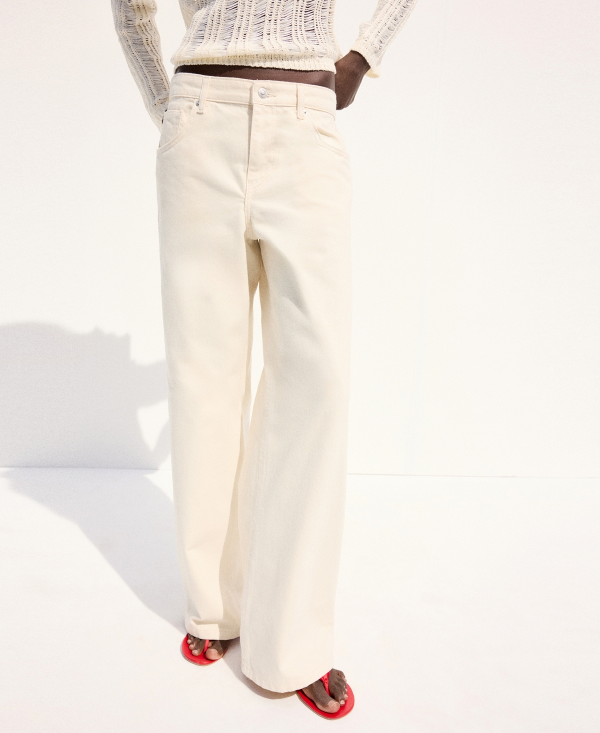 Click here for Mango Womens Mid-Rise Straight Jeans - Vanilla prices