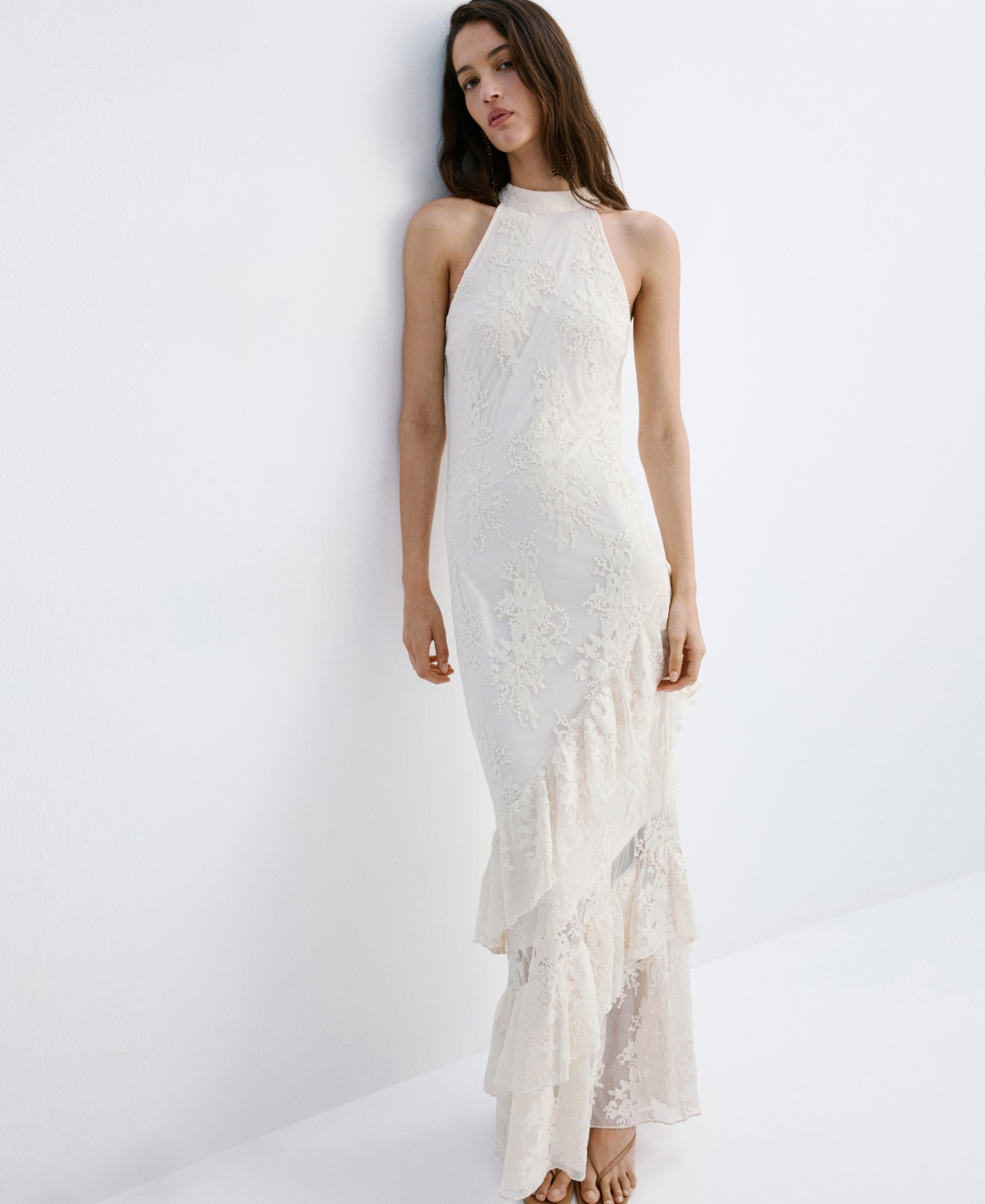 Click here for Mango Womens Embroidered Ruffles Tulle Dress - Ecr... prices