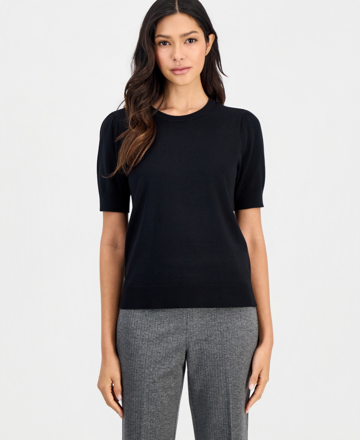 Click here for Anne Klein Essentials Petite Puff-Sleeve Crewneck... prices