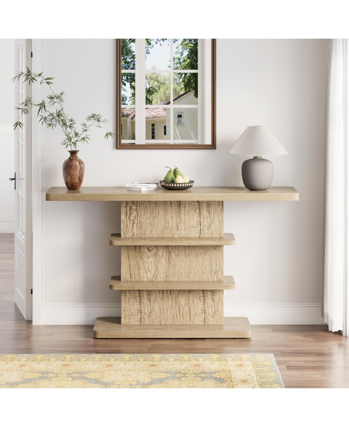 Click here for Rainsken Farmhouse Narrow Console Table  with 2 Ti... prices