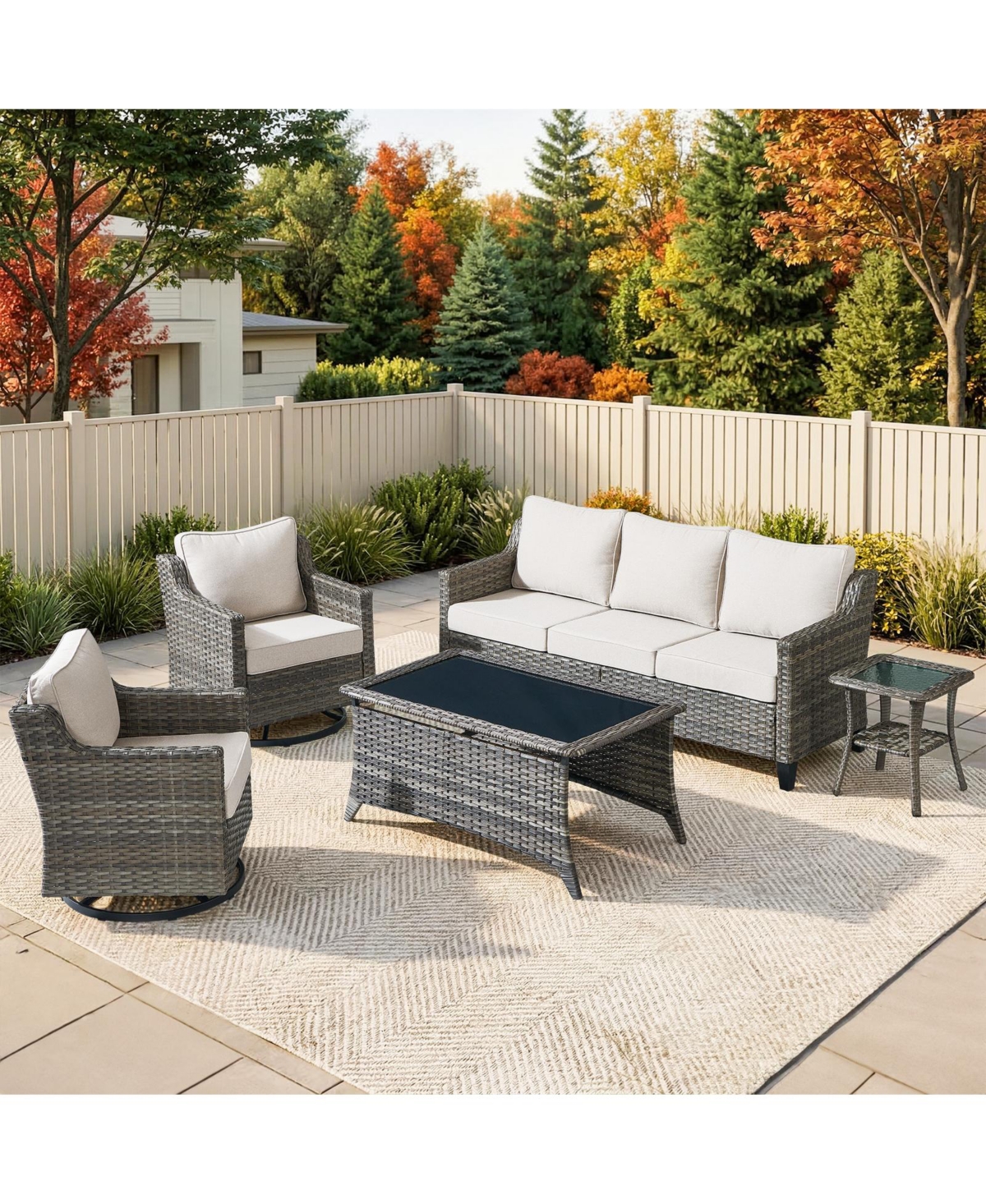 Click here for Pocassy Wicker Patio Furniture Set with Swivel Roc... prices