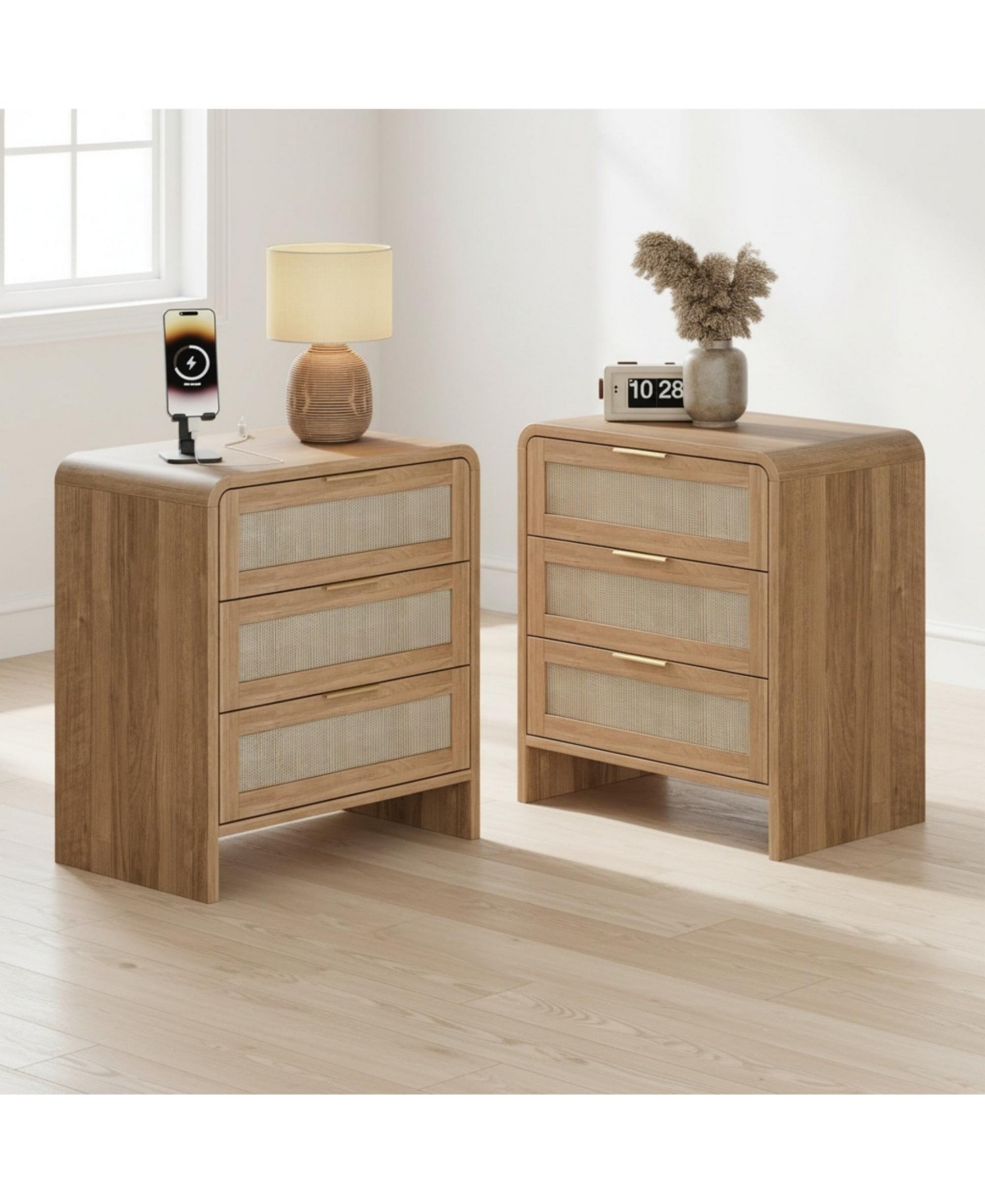 Click here for Sailvan 2-Piece Rattan 3-Drawer Nightstand Set wit... prices