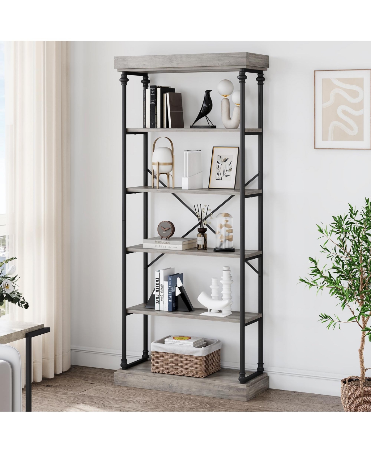 Click here for gaomon 6 Tier Bookshelf Industrial Bookcase Wood S... prices