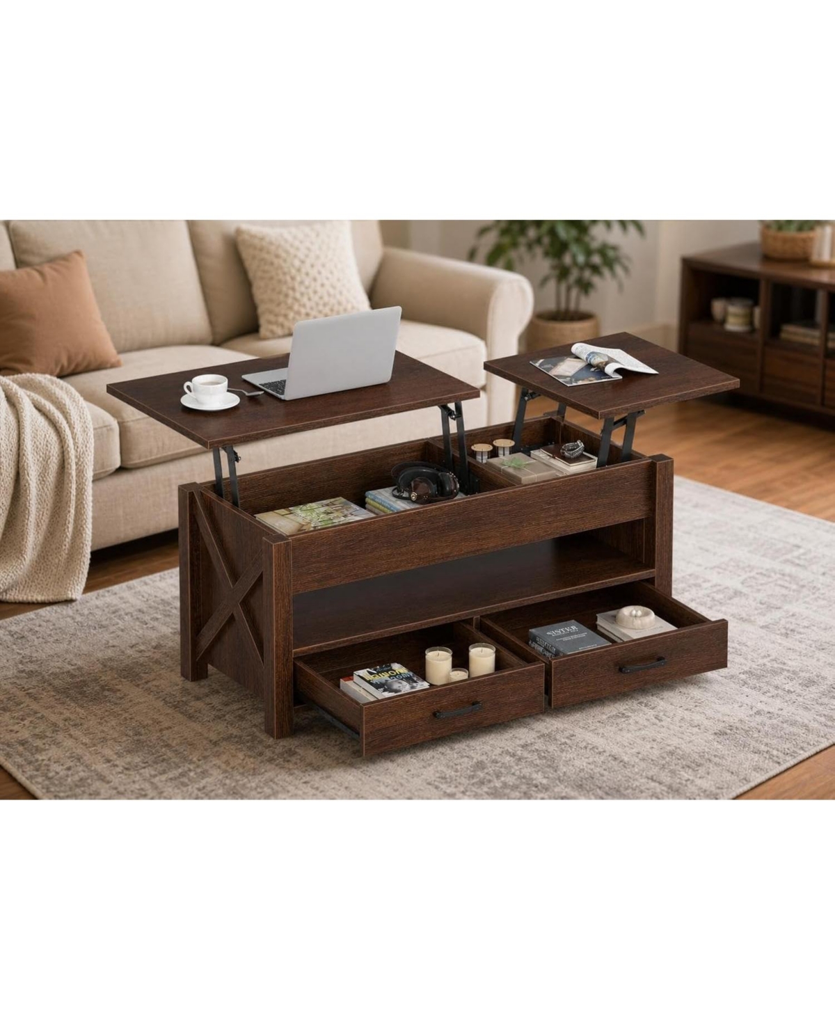 Click here for homfan Lift-Top Coffee Table with 2 Drawers  Hidde... prices