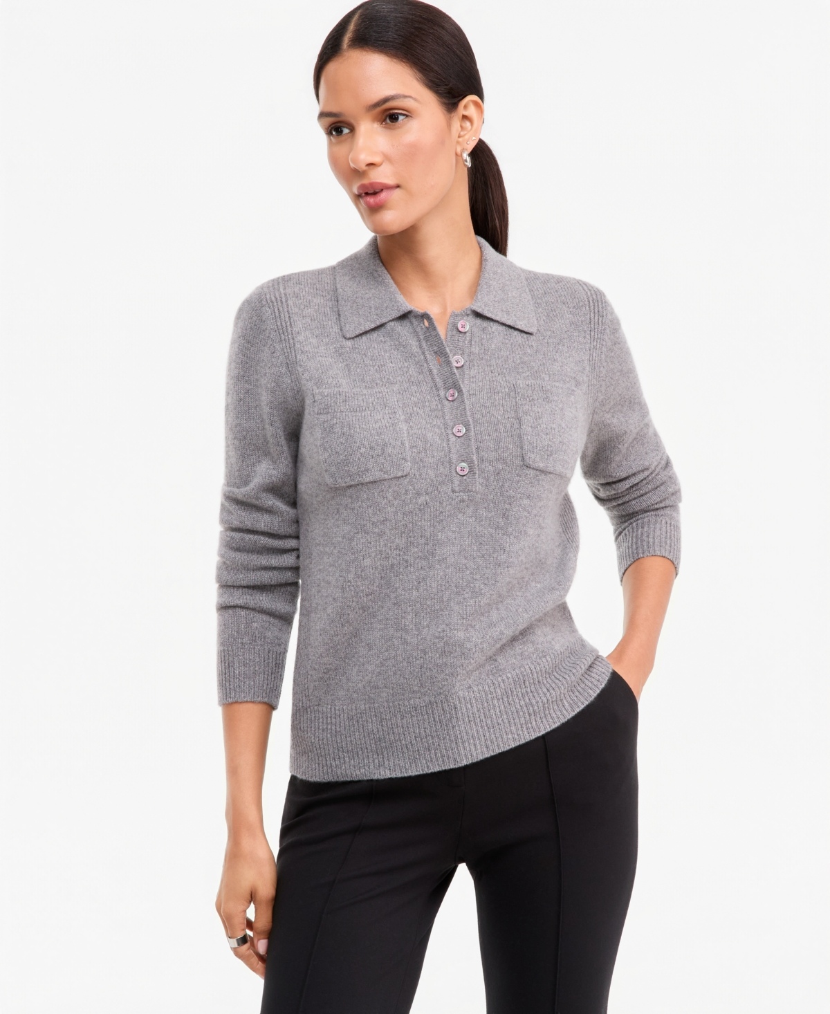 Click here for Charter Club Womens 100 Cashmere Half-Button Colla... prices
