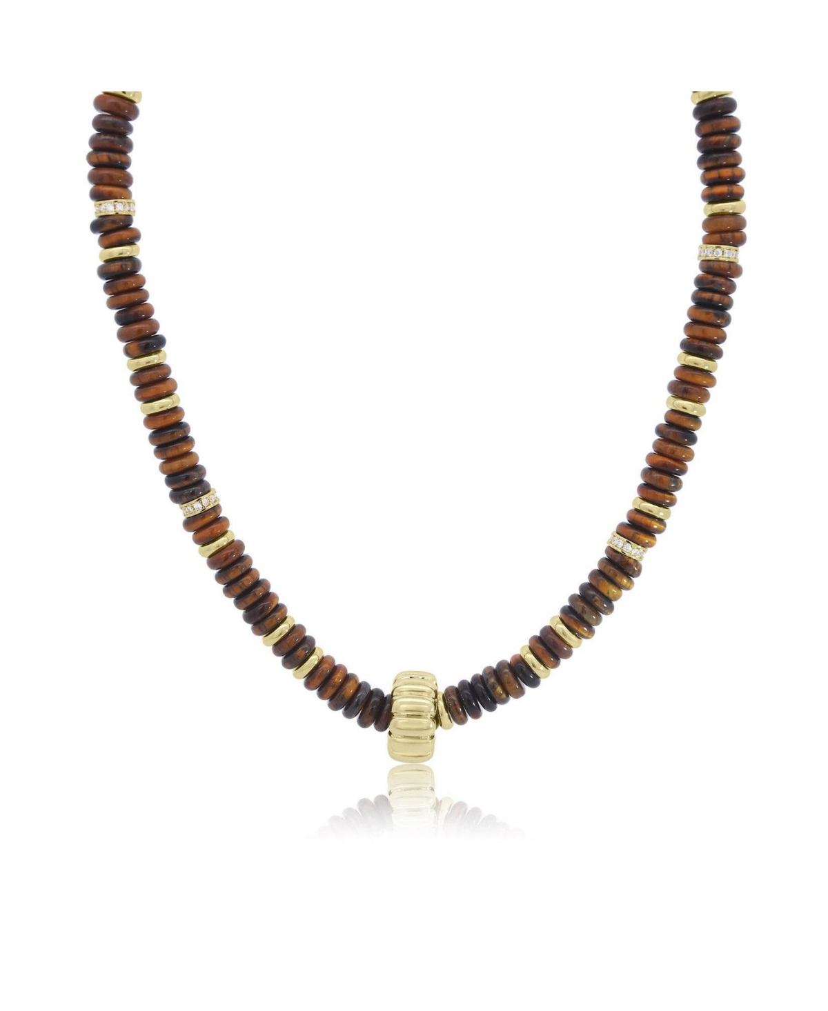 Click here for The Lovery Tigers Eye Bead Rondel Necklace 18K Gol... prices