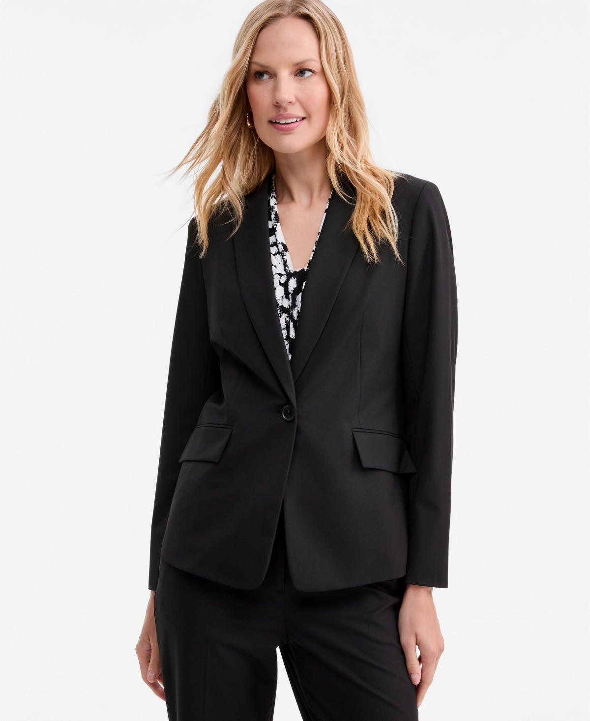 Click here for Kasper Womens Washable Bi-Stretch Notch-Collar One... prices