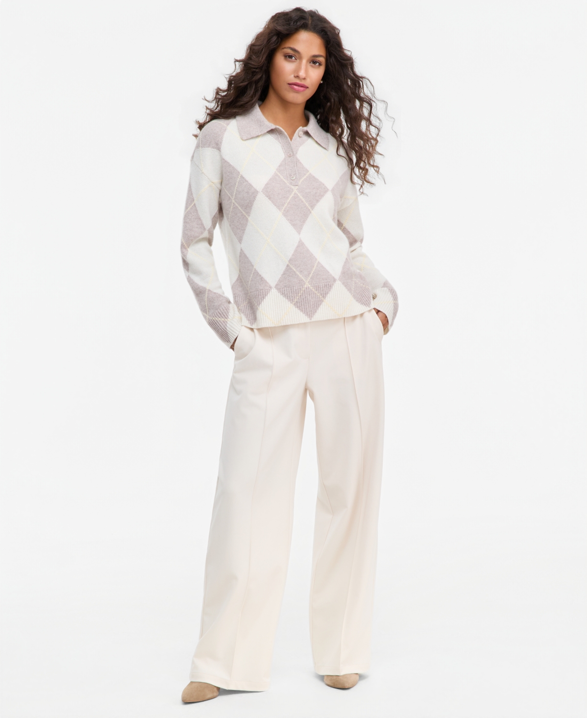 Click here for Charter Club Petite Cashmere Oversized-Collar Swea... prices