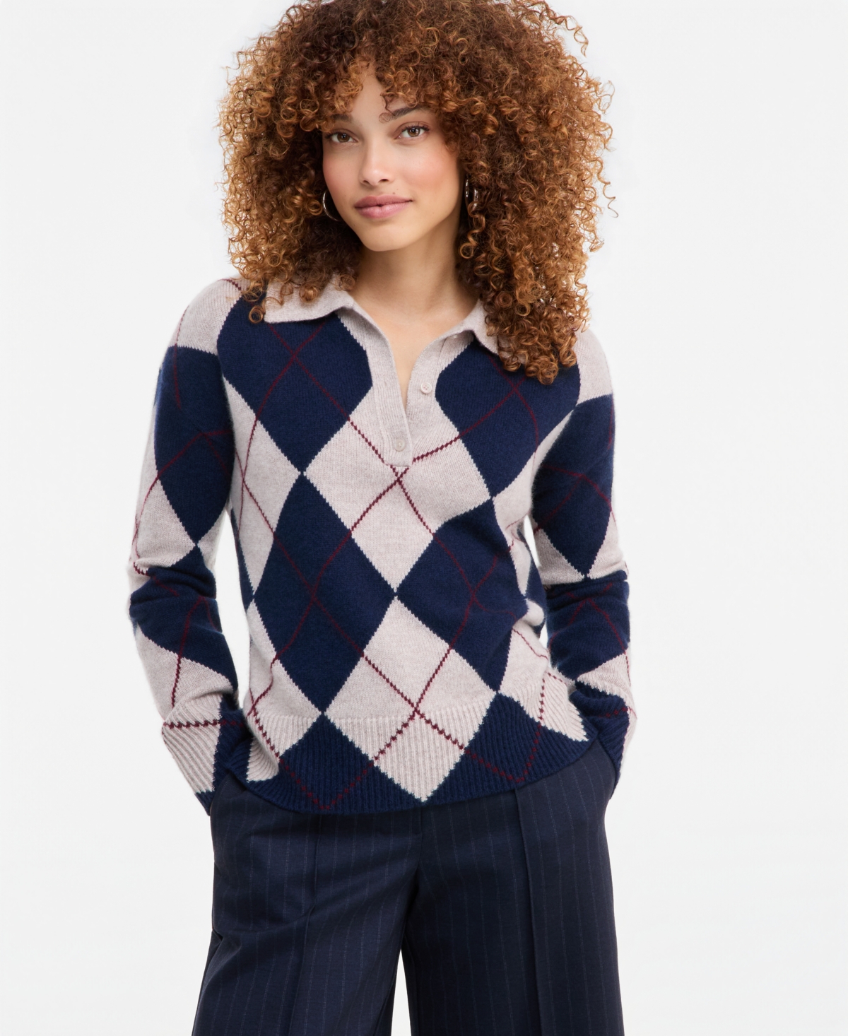 Click here for Charter Club Petite Cashmere Oversized-Collar Swea... prices