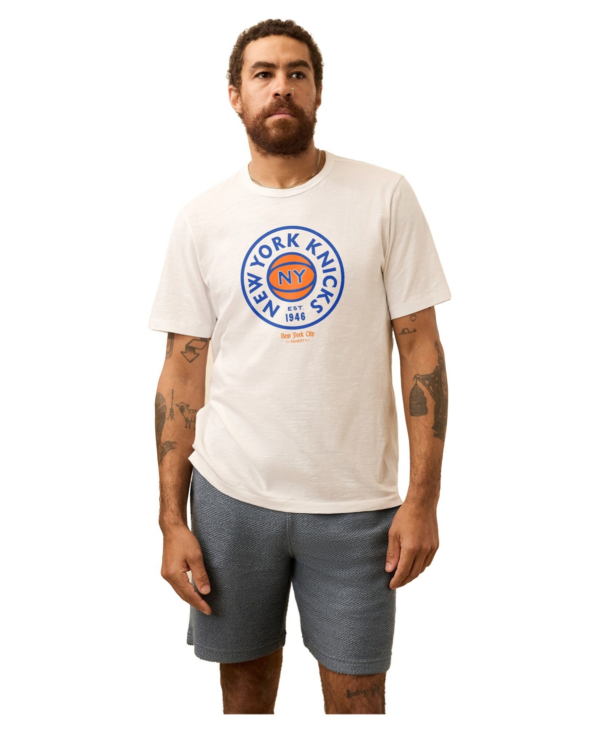 Click here for Faherty Mens White New York Knicks Basketball Sunw... prices