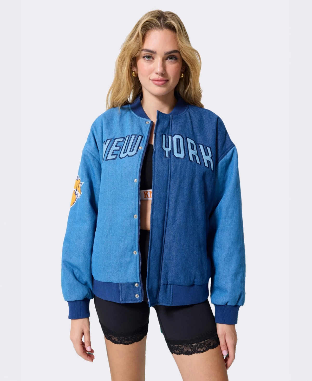 Click here for Terez Womens Blue New York Knicks Denim Bomber Jac... prices