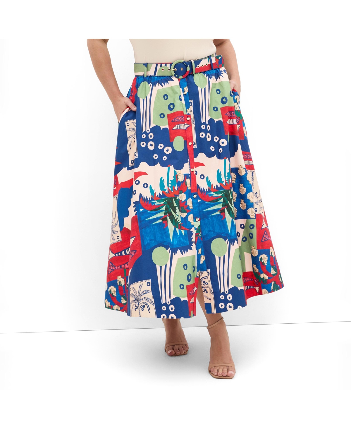 Click here for City Chic Womens Plus Size Elysia Marine Print Bel... prices