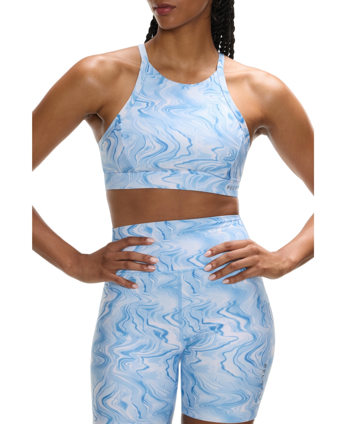 Click here for Peloton Womens Cadent Racer Front Bra - Oil Painti... prices
