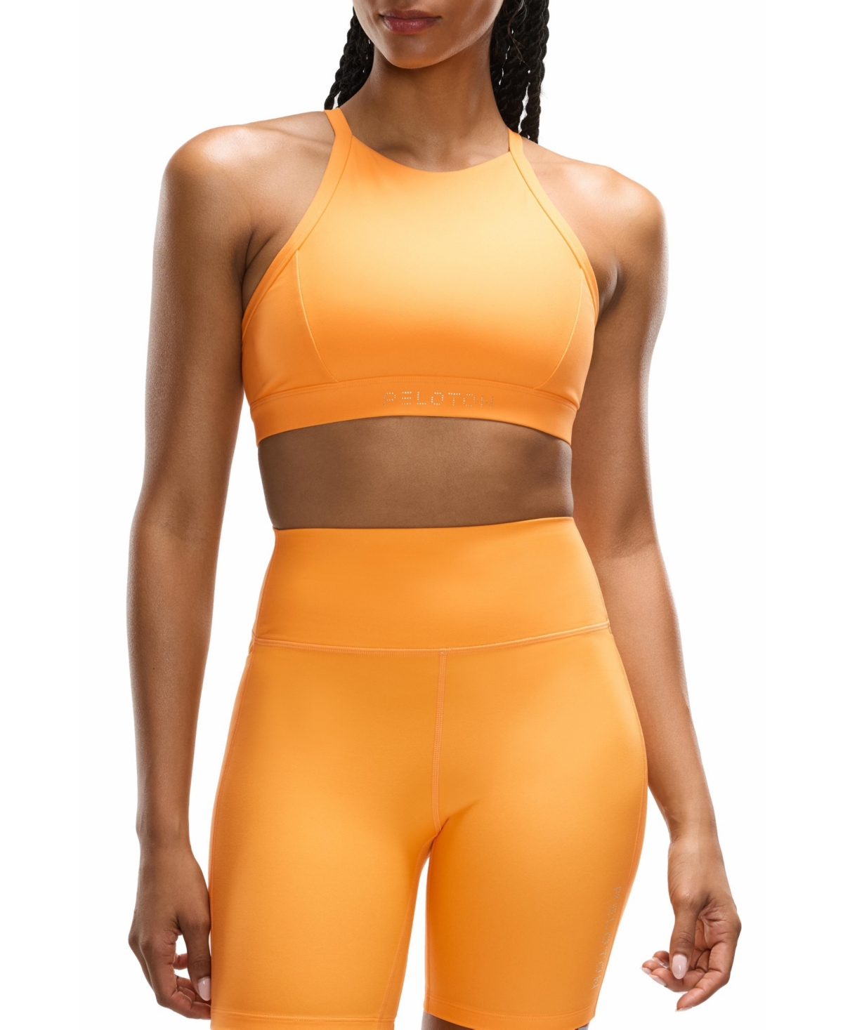 Click here for Peloton Womens Cadent Racer Front Bra - Orange Pop prices