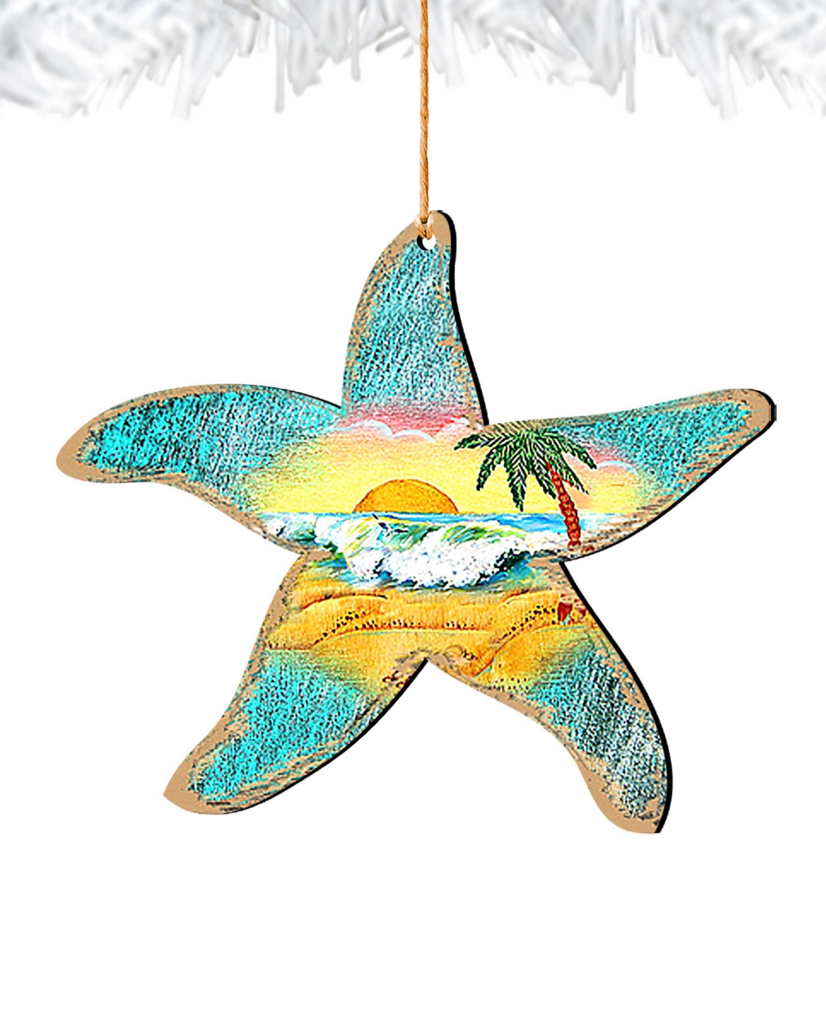 Click here for Designocracy Starfish Scenic Wood Christmas Orname... prices