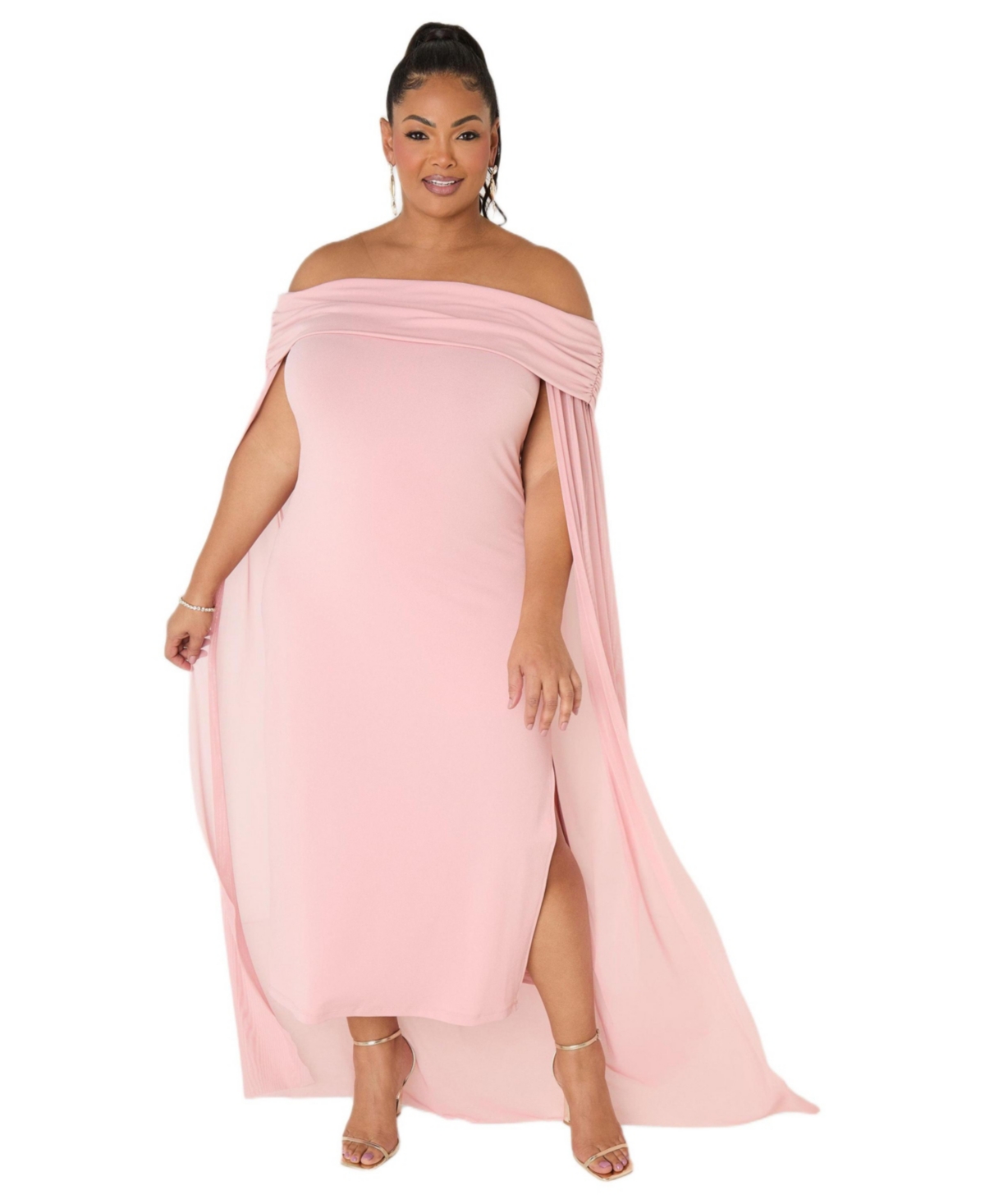 Click here for Ashley Stewart Plus Size Off The Shoulder Cape Dre... prices