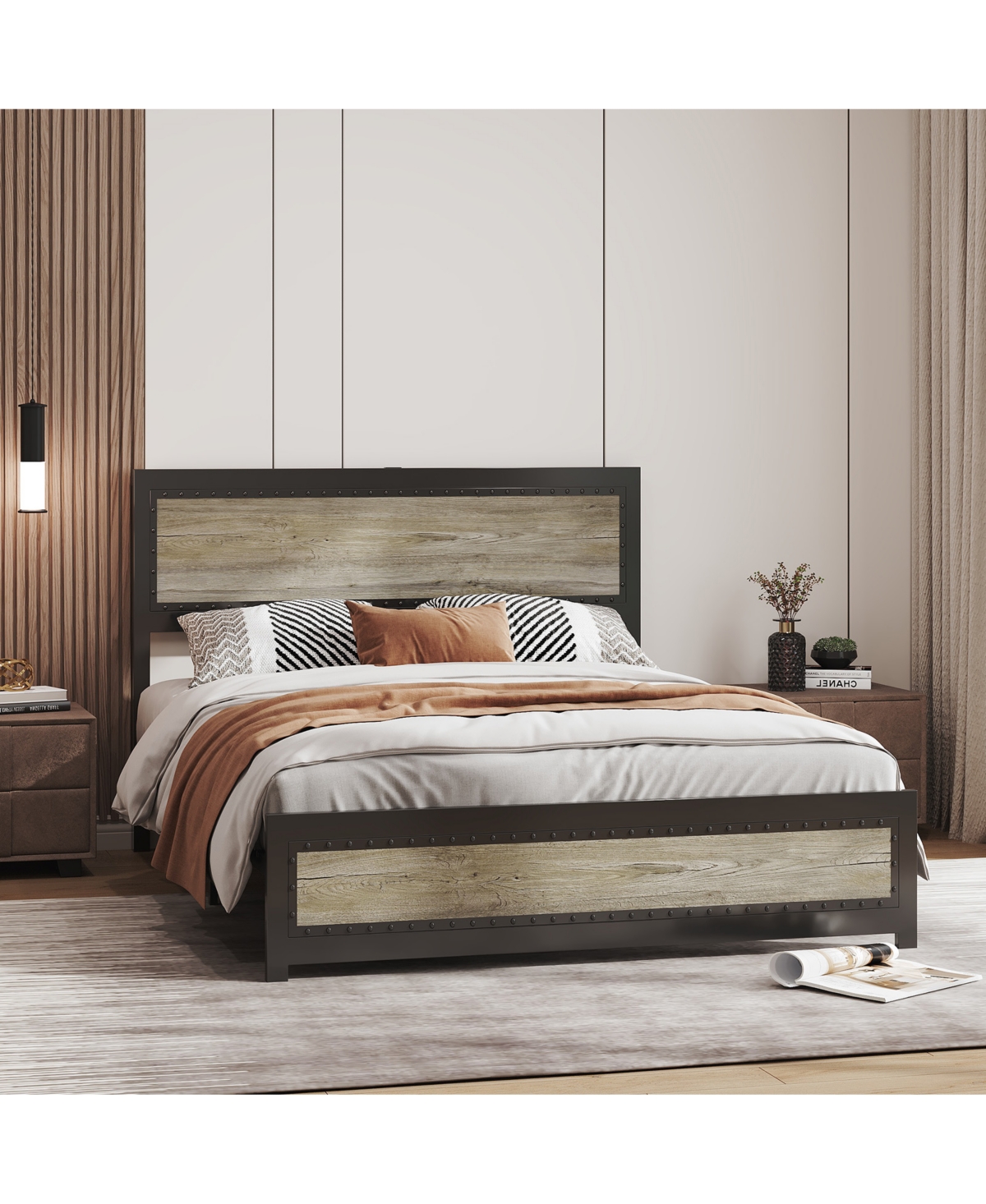 Click here for homfan Industrial Platform Bed Frame with Headboar... prices