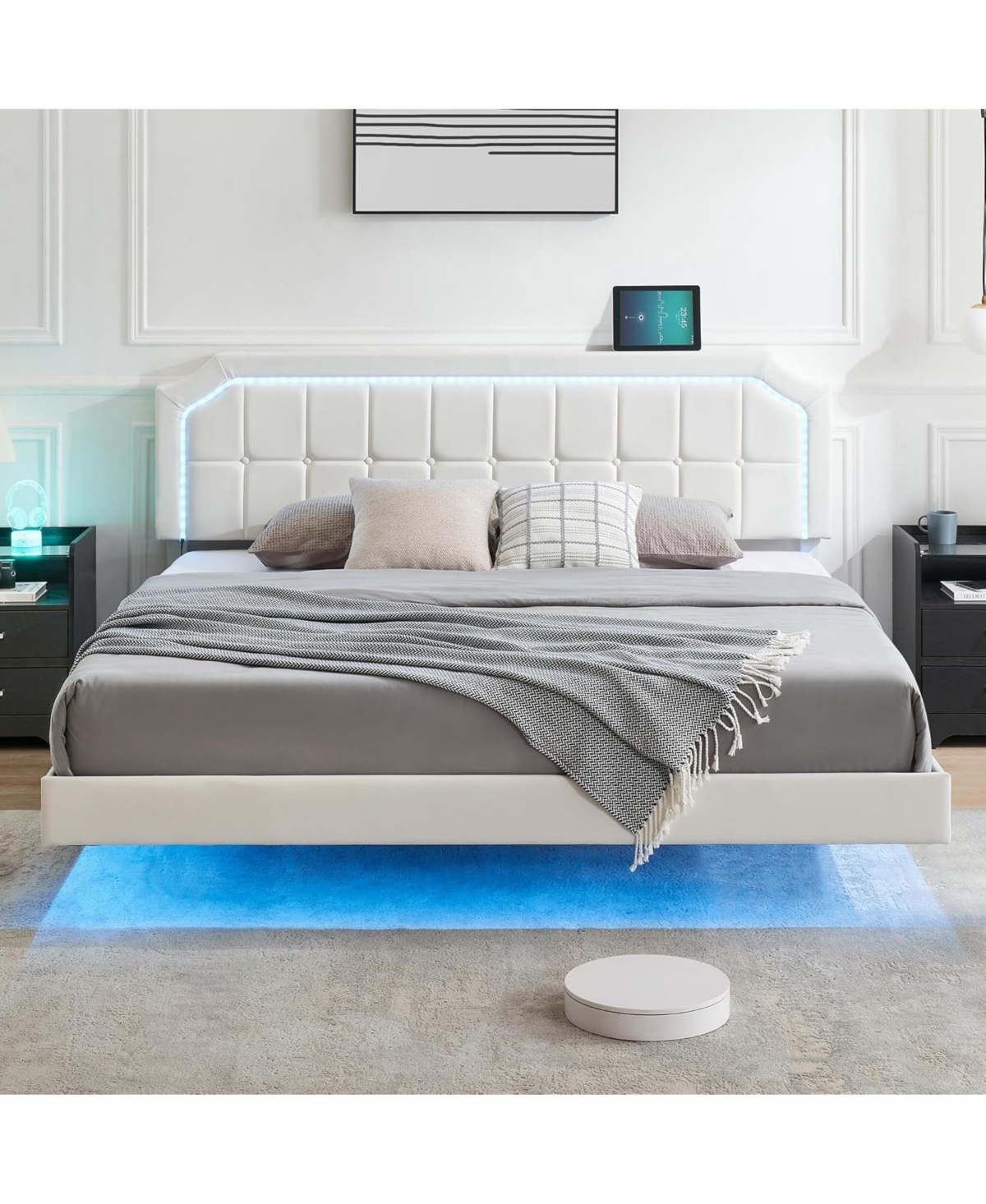 Click here for homfan Floating Metal Bed Frame with Headboard  Wr... prices