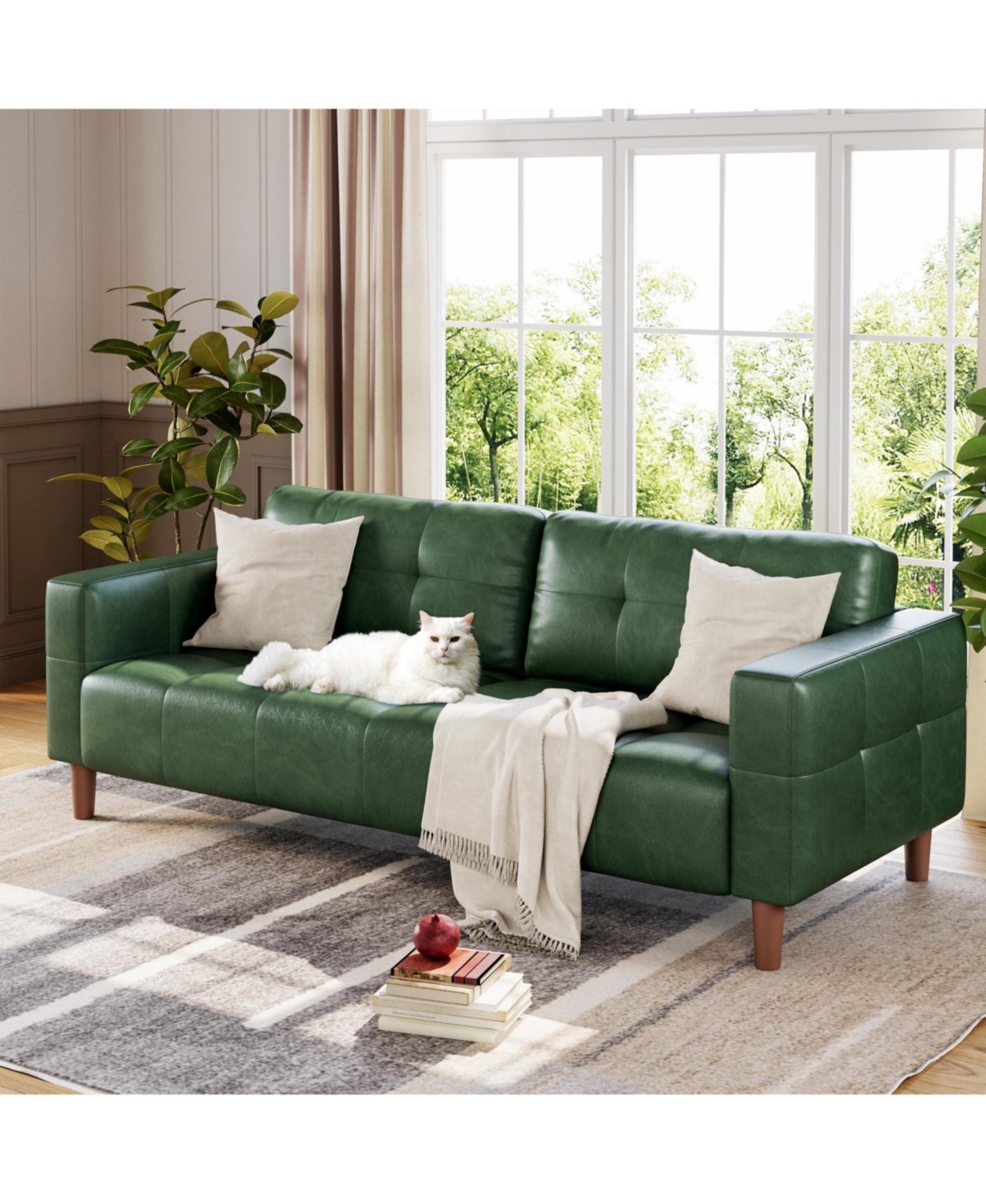 Click here for homfan 3-Seater Sofa  83 Wide Faux Leather Sofa wi... prices