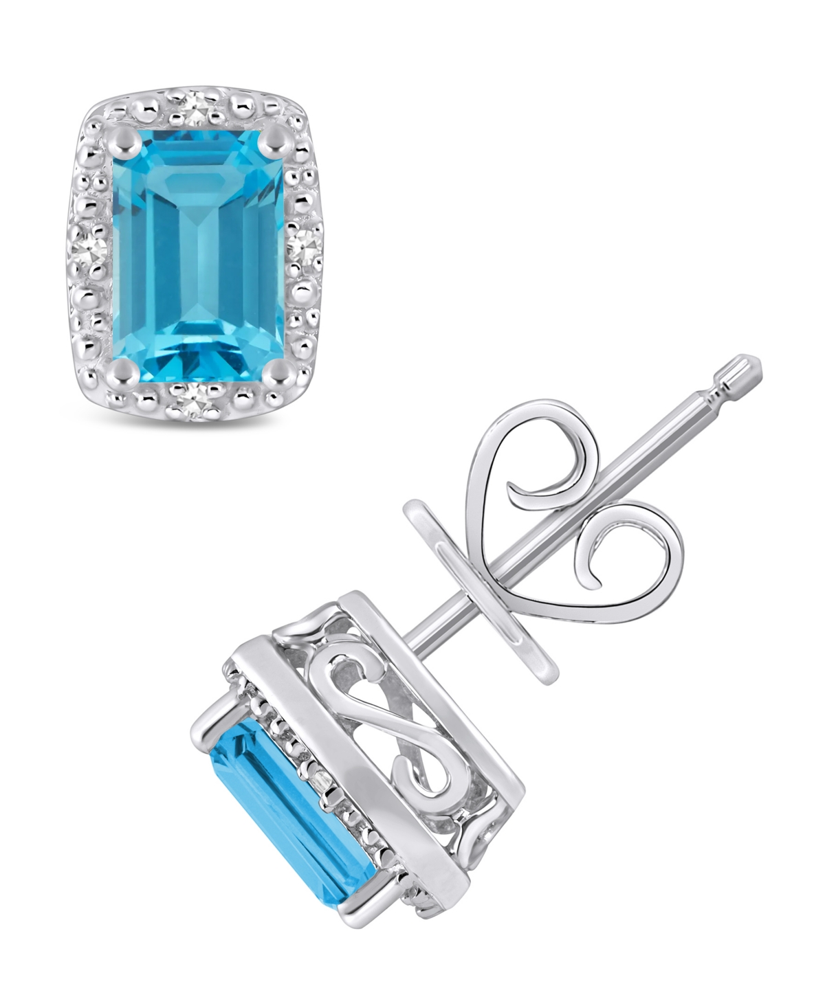 Click here for Gemstone and Diamond Accent Stud Earrings in Sterl... prices
