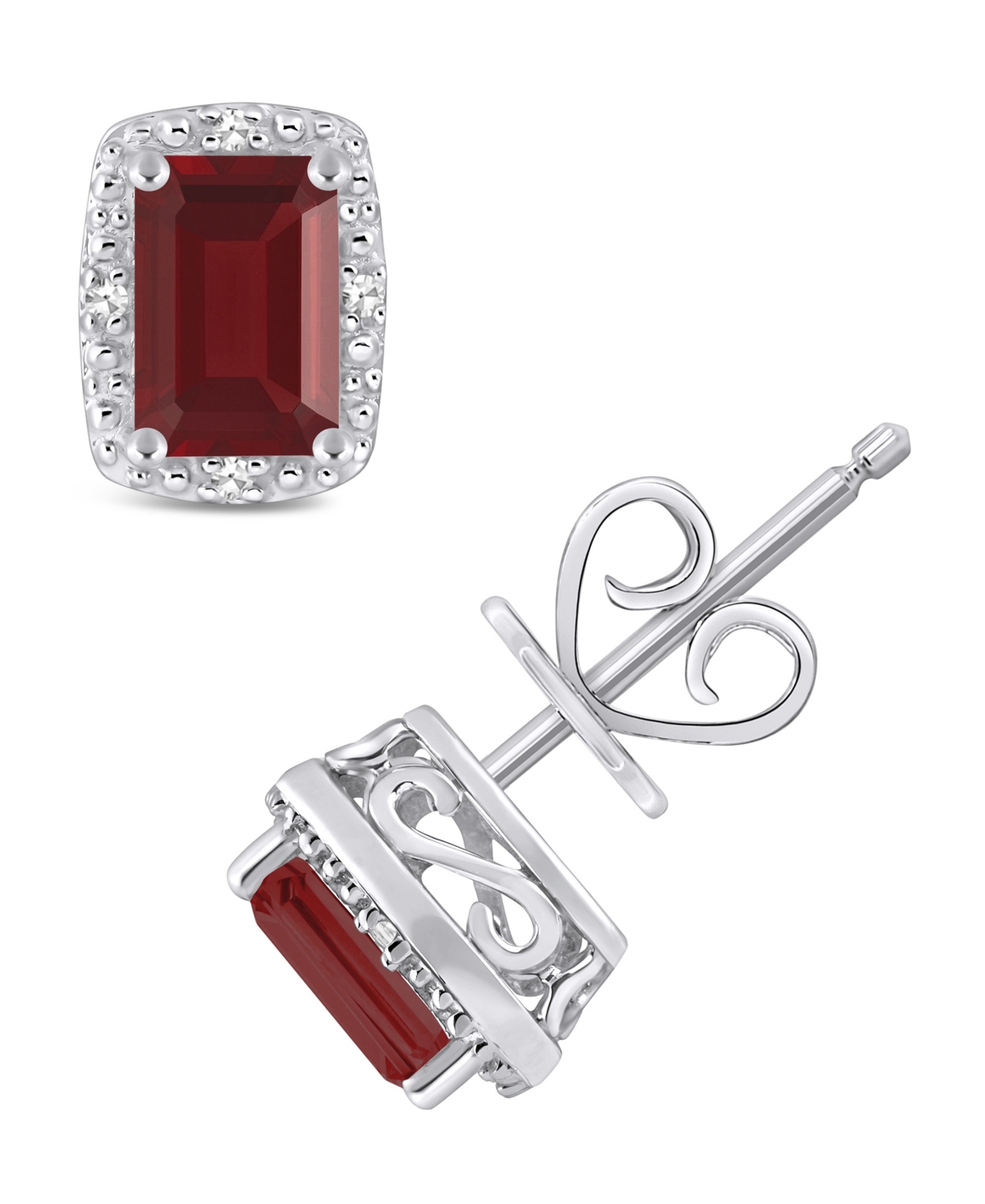 Click here for Gemstone and Diamond Accent Stud Earrings in Sterl... prices