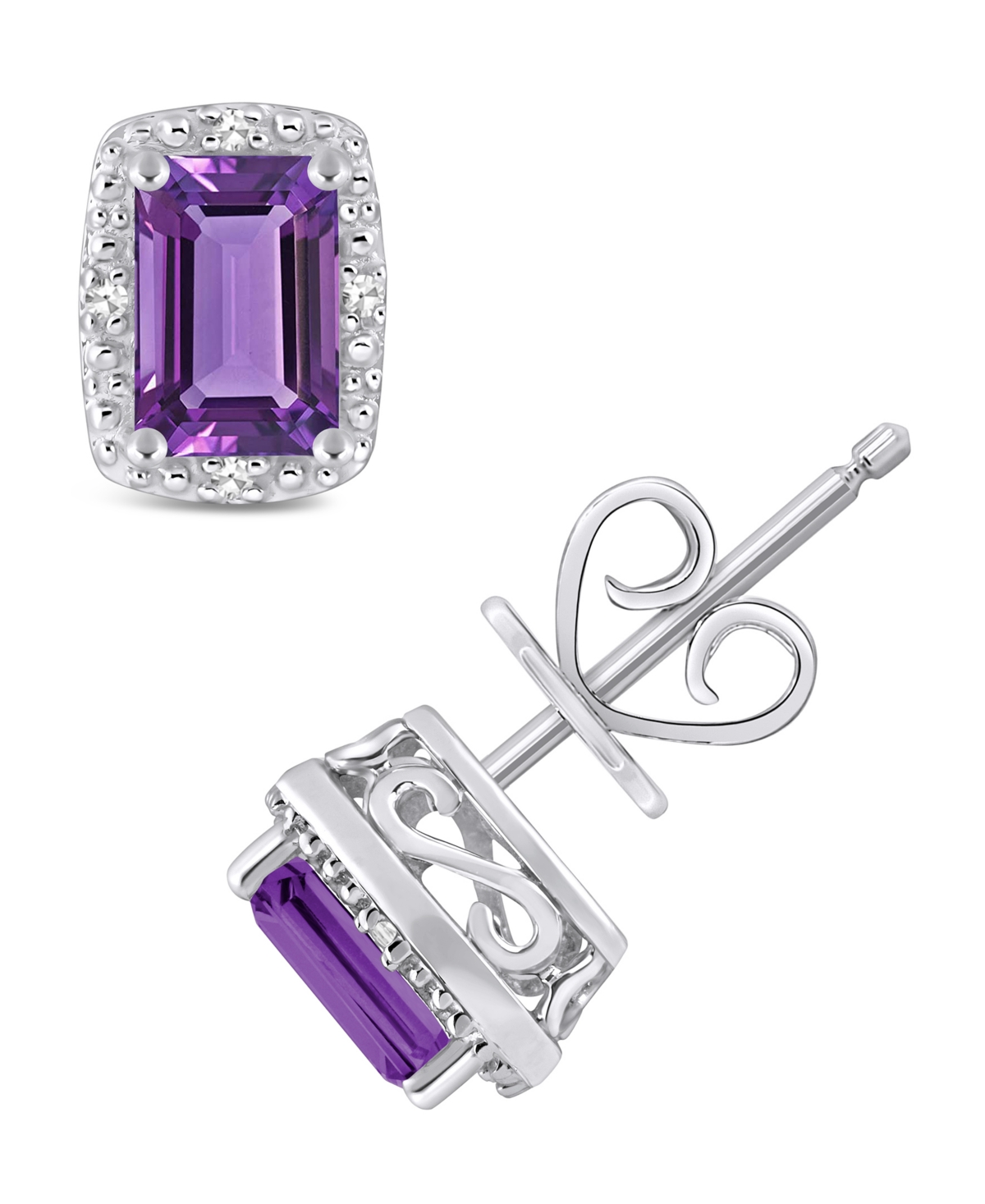 Click here for Gemstone and Diamond Accent Stud Earrings in Sterl... prices