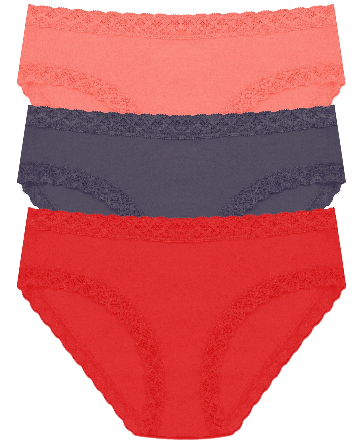 Click here for Natori Bliss Lace-Trim Cotton Brief Underwear 3-Pa... prices