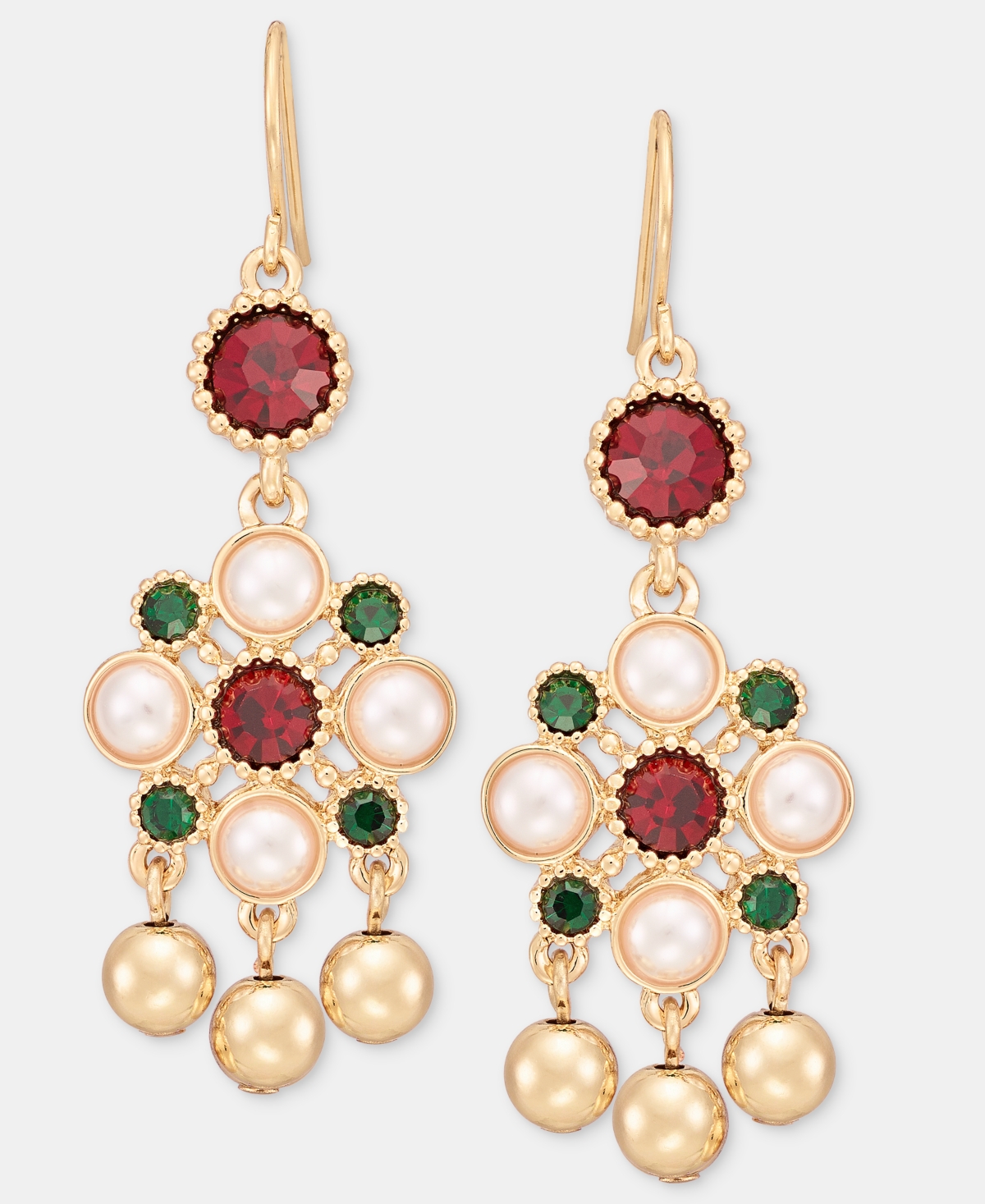 Click here for Holiday Lane Red and Green Stone Leverback Drop Ea... prices
