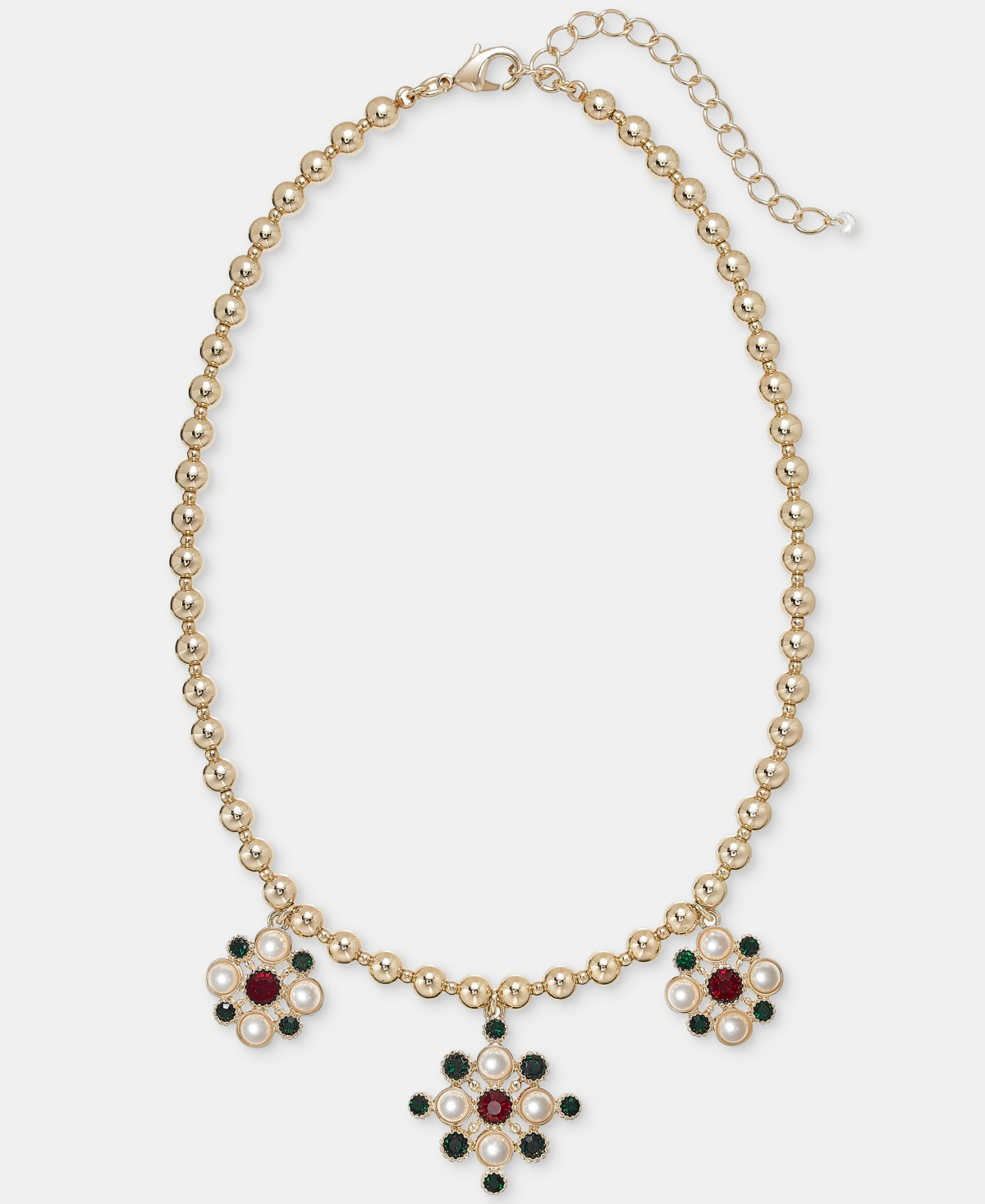Click here for Holiday Lane Red and Green Stone Frontal Necklace... prices