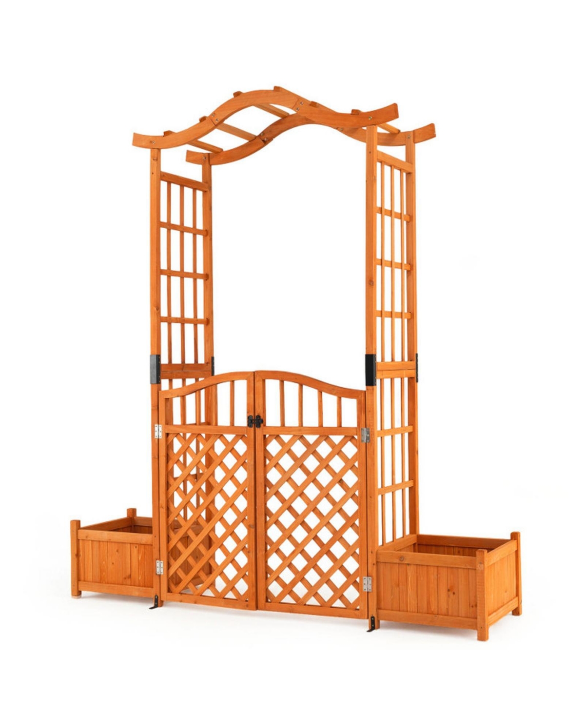 Click here for Gouun 83 in Wooden Garden Arbor with Gate and 2 Si... prices