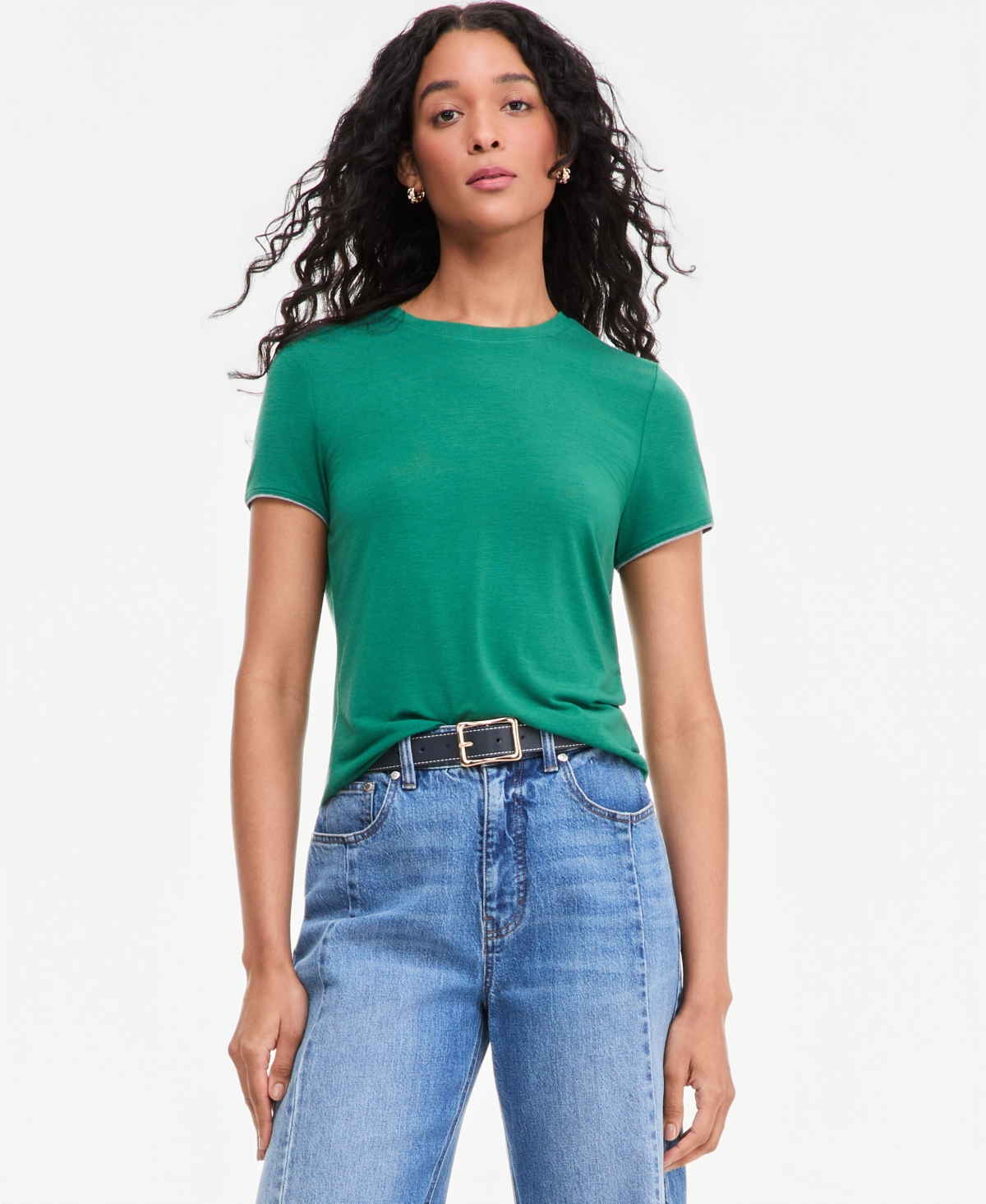 Click here for On 34th Womens Piped Tissue Jersey Layering Crewne... prices