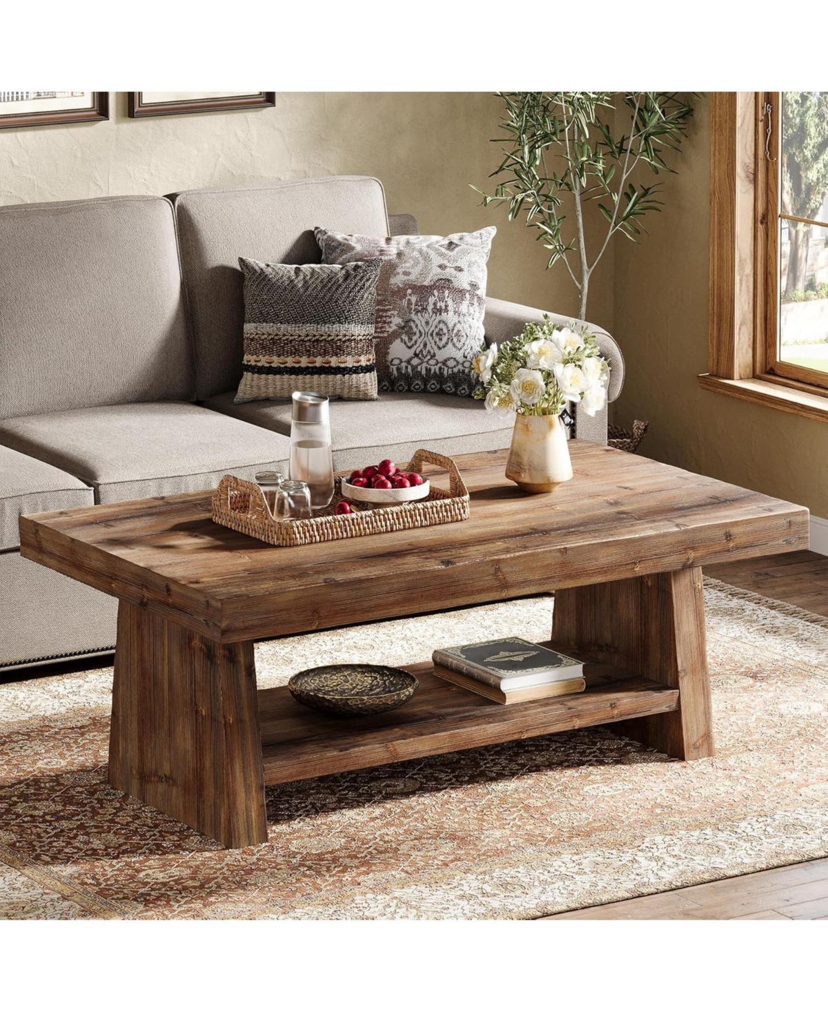 Click here for Tribesigns 2-Tier Solid Wood Coffee Table  47-Inch... prices