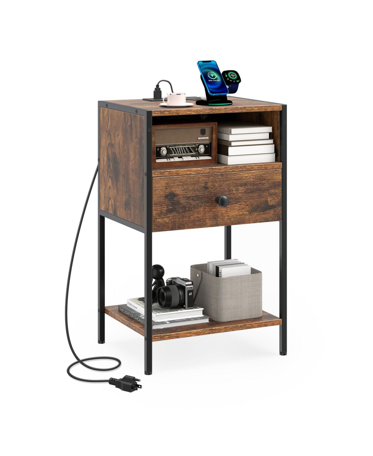 Click here for Gymax Nightstand with Charging Station Bedside Tab... prices