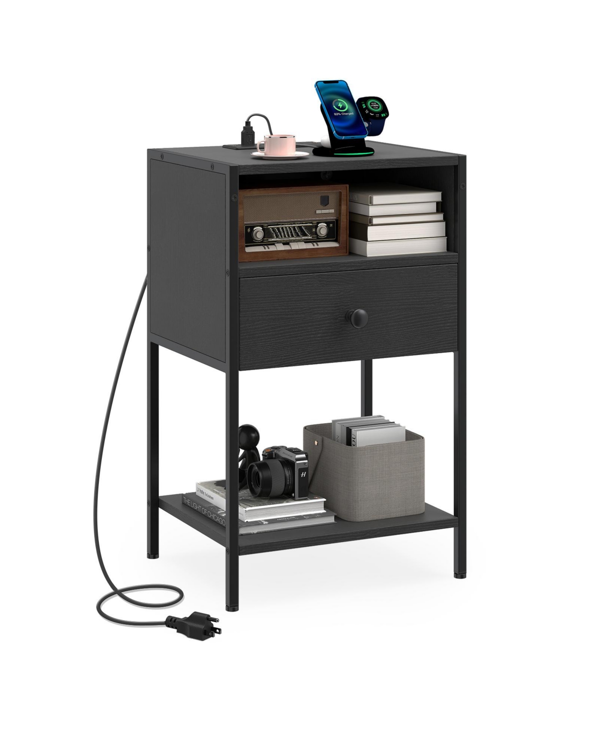 Click here for Gymax Nightstand with Charging Station Bedside Tab... prices