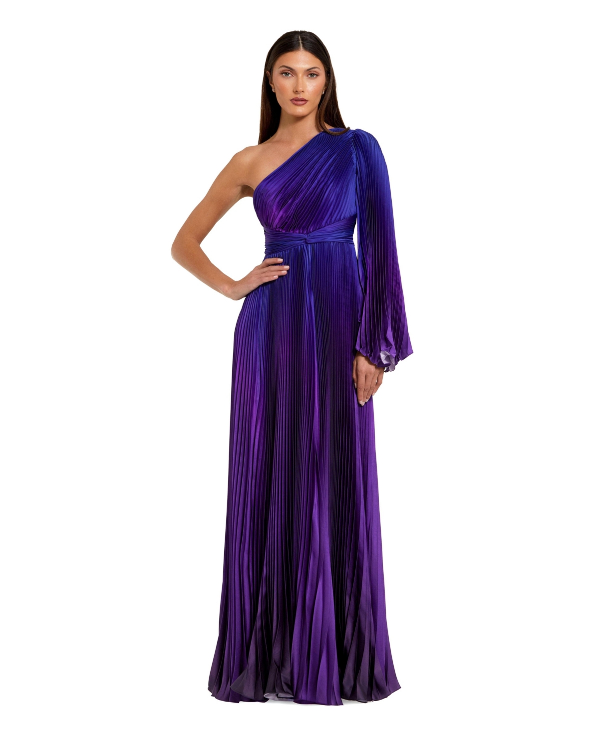 Click here for Mac Duggal Womens Pleated Charmeuse One Long Flare... prices