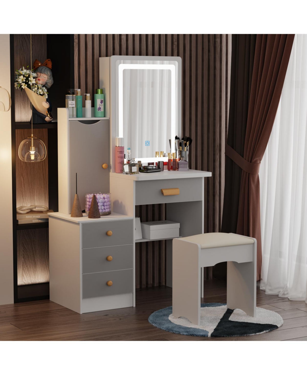 Click here for Homsee 52-Inch Vanity Desk with Matching Stool - M... prices