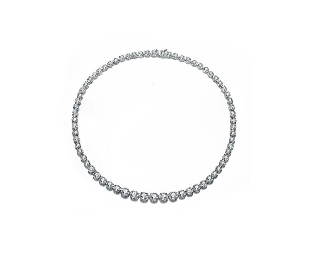 Click here for Genevive Elegant Radiant Round Cz Tennis Necklace... prices