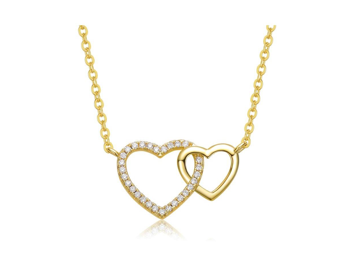 Click here for Genevive Radiant 14K Gold Plated Cz Double Heart I... prices