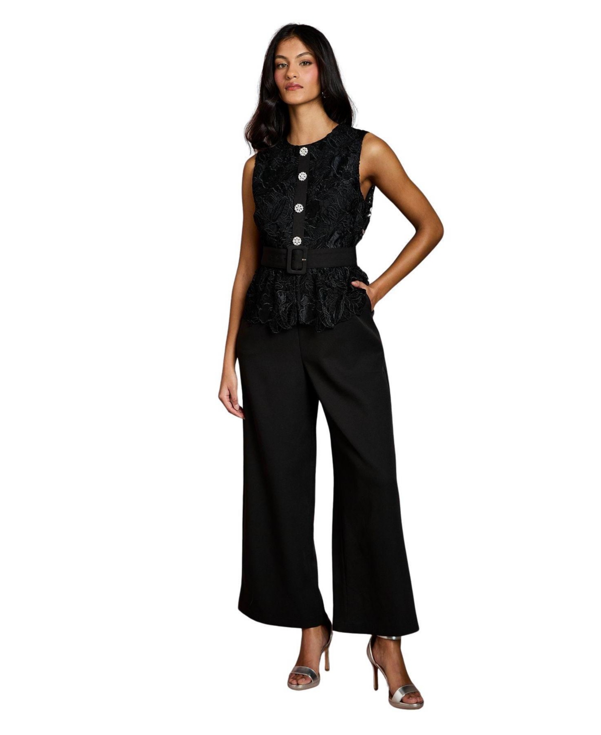 Click here for Coast Womens Lace Jumpsuit - Black prices