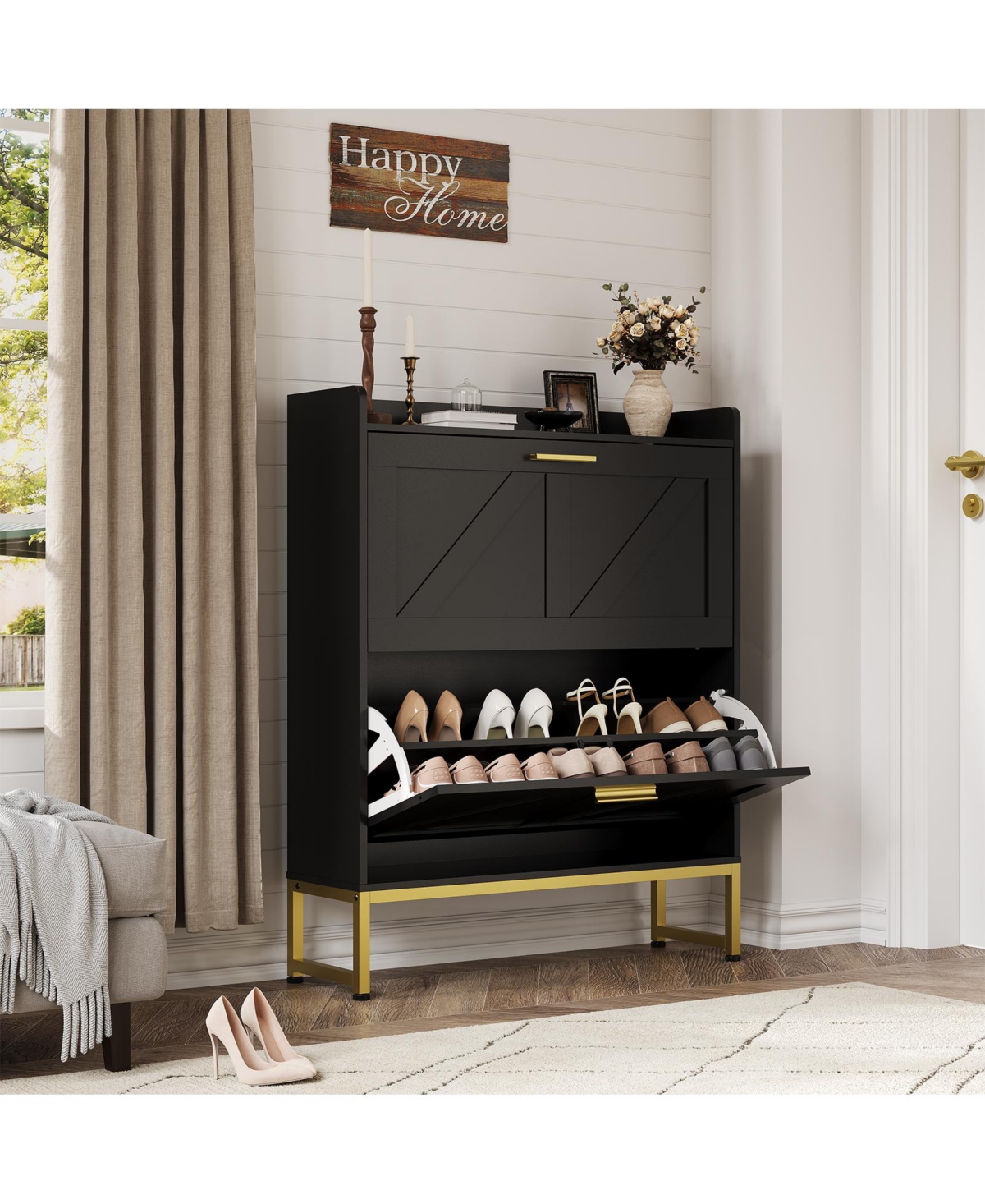 Click here for homfan Narrow Shoe Cabinet for Entryway with 2 Fli... prices